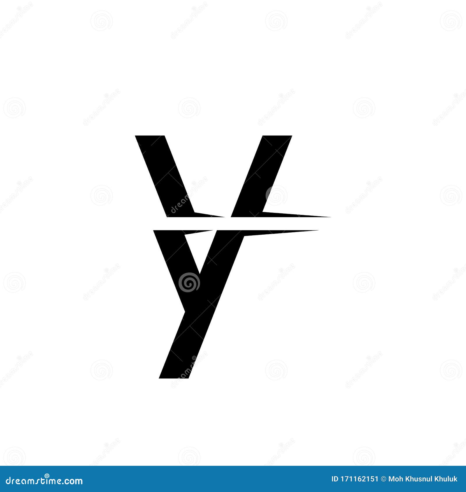 Initial Letter Y Logo Cut into Two Parts Stock Vector - Illustration of ...