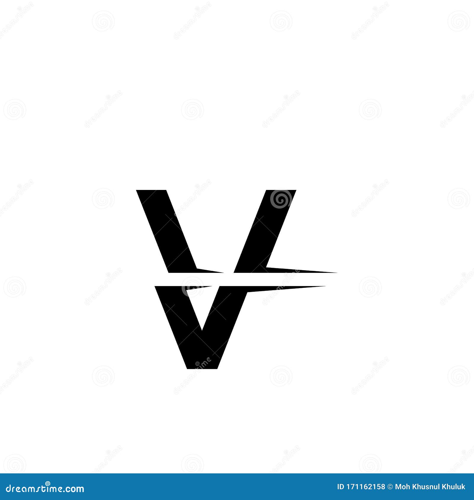 Initial Letter V Logo Cut into Two Parts Stock Vector - Illustration of ...