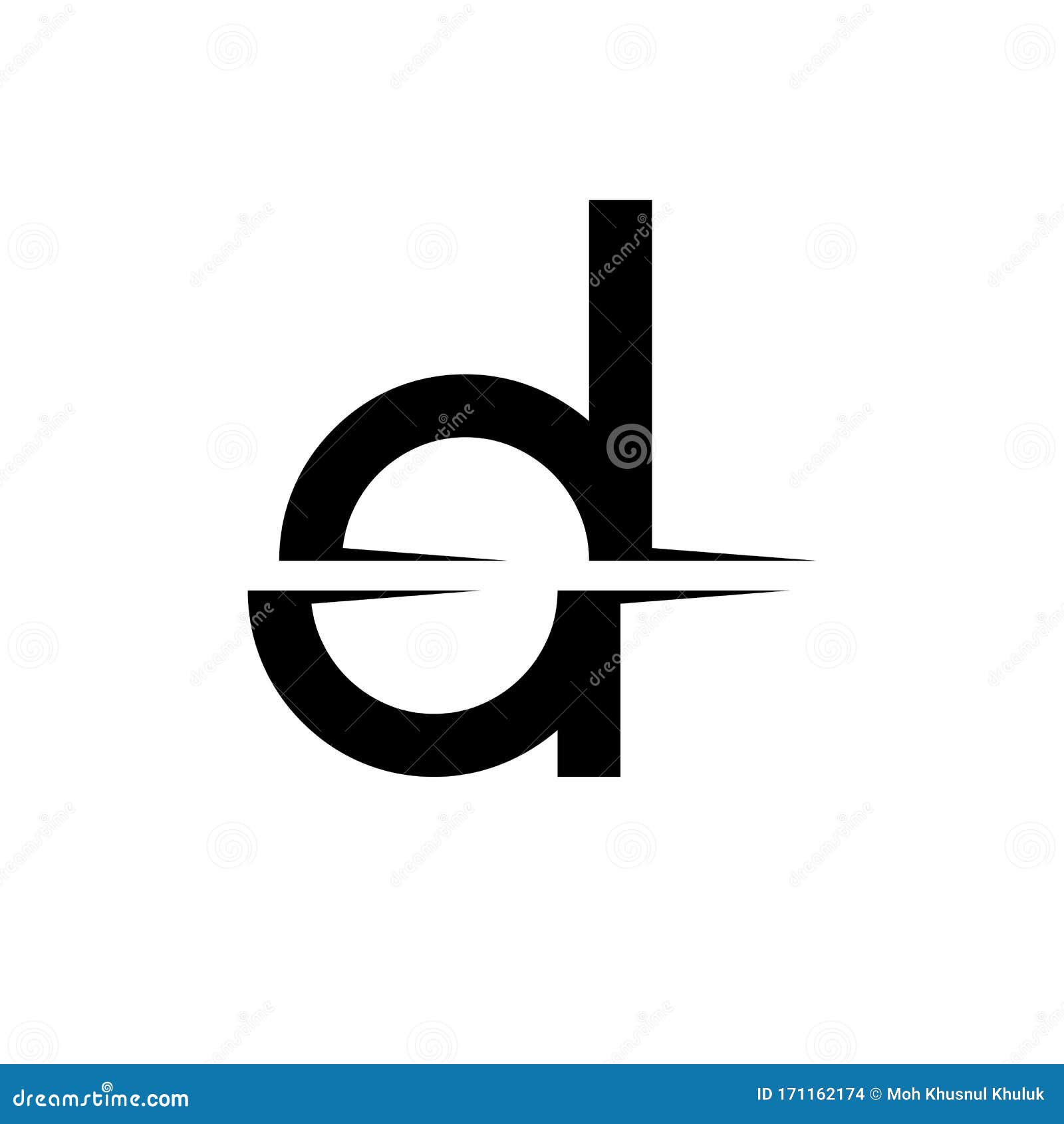 Initial Letter D Logo Cut into Two Parts Stock Vector - Illustration of ...
