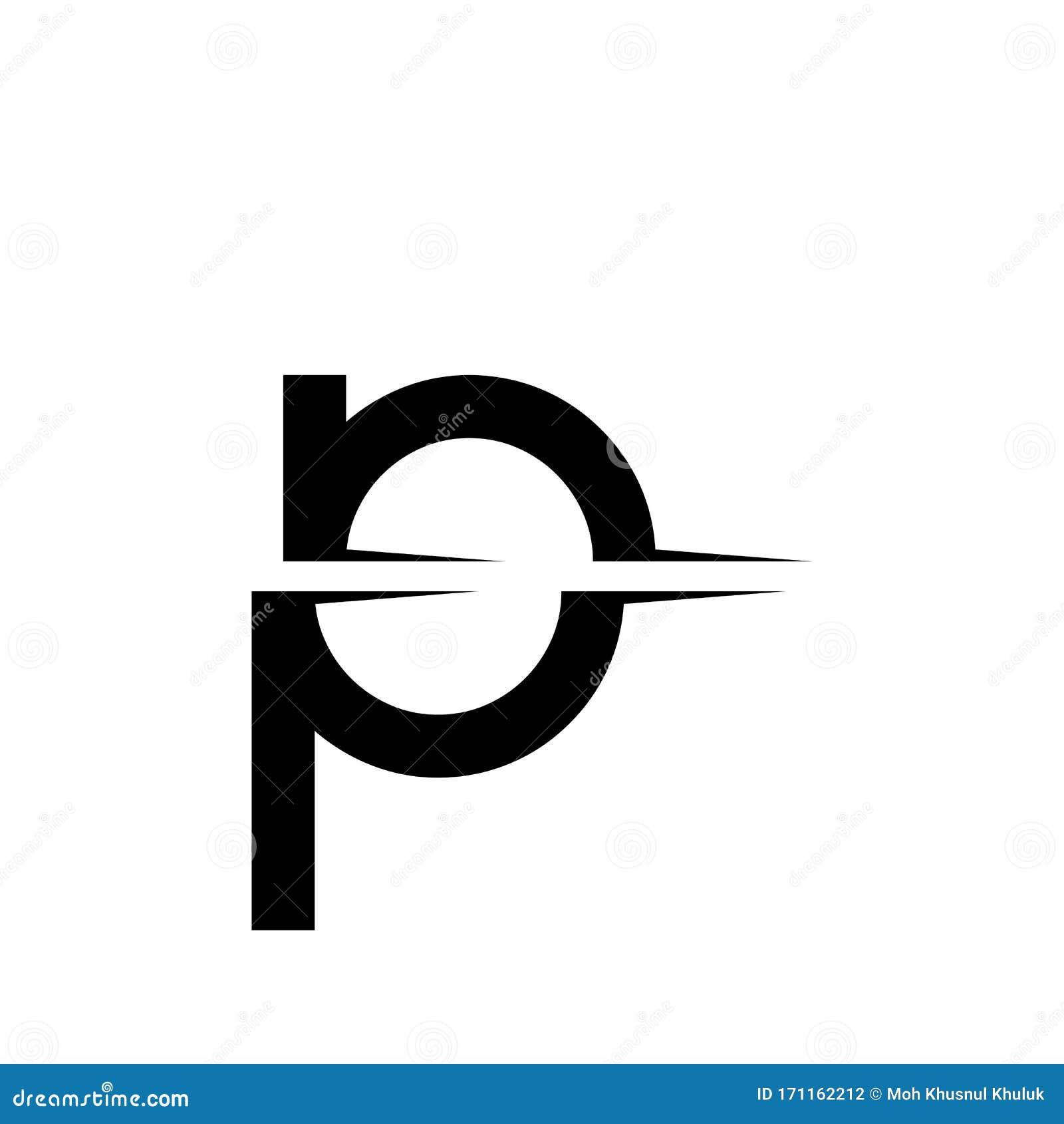 Initial Letter P Logo Cut into Two Parts Stock Vector - Illustration of ...