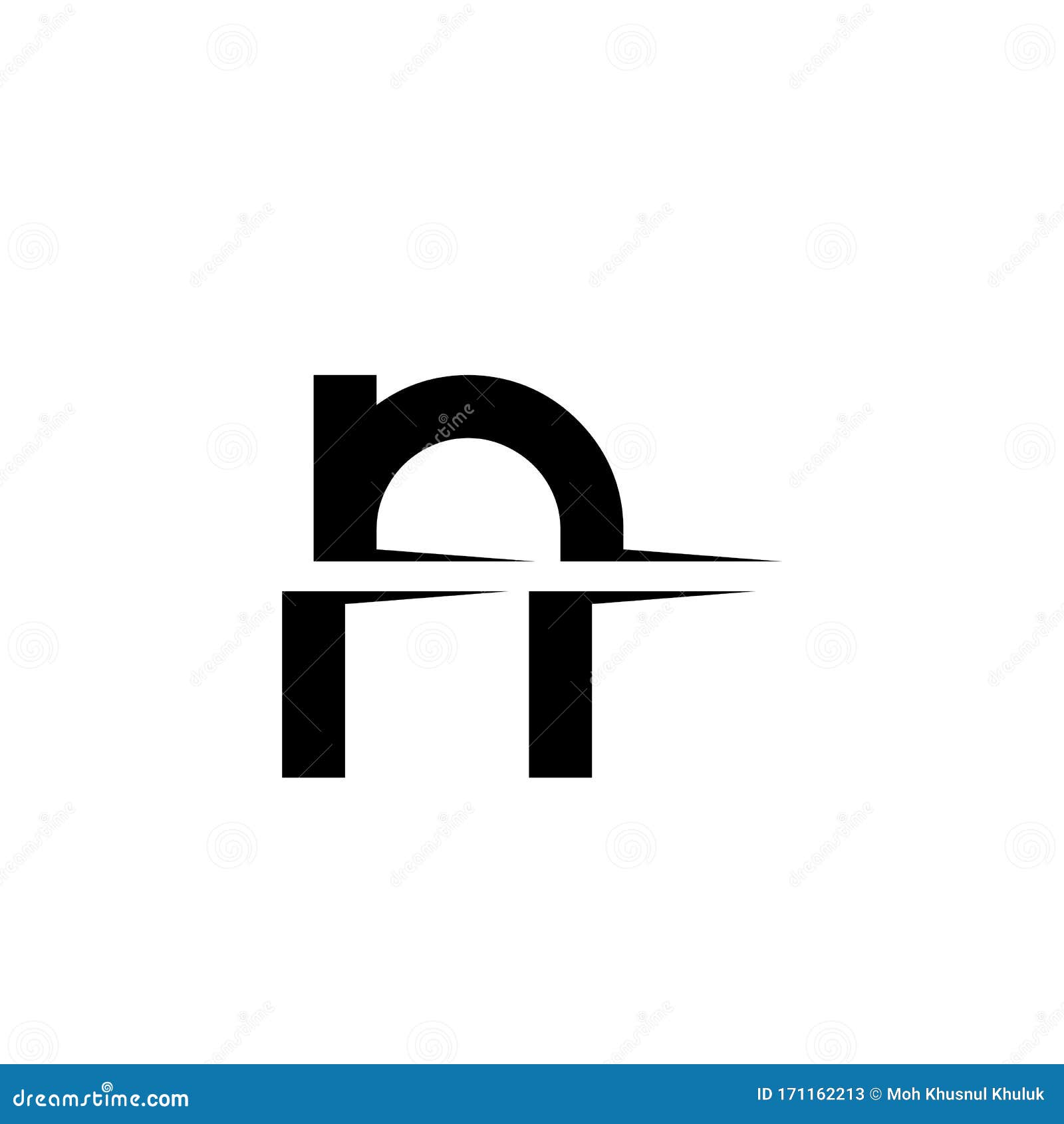 Initial Letter N Logo Cut into Two Parts Stock Vector - Illustration of ...