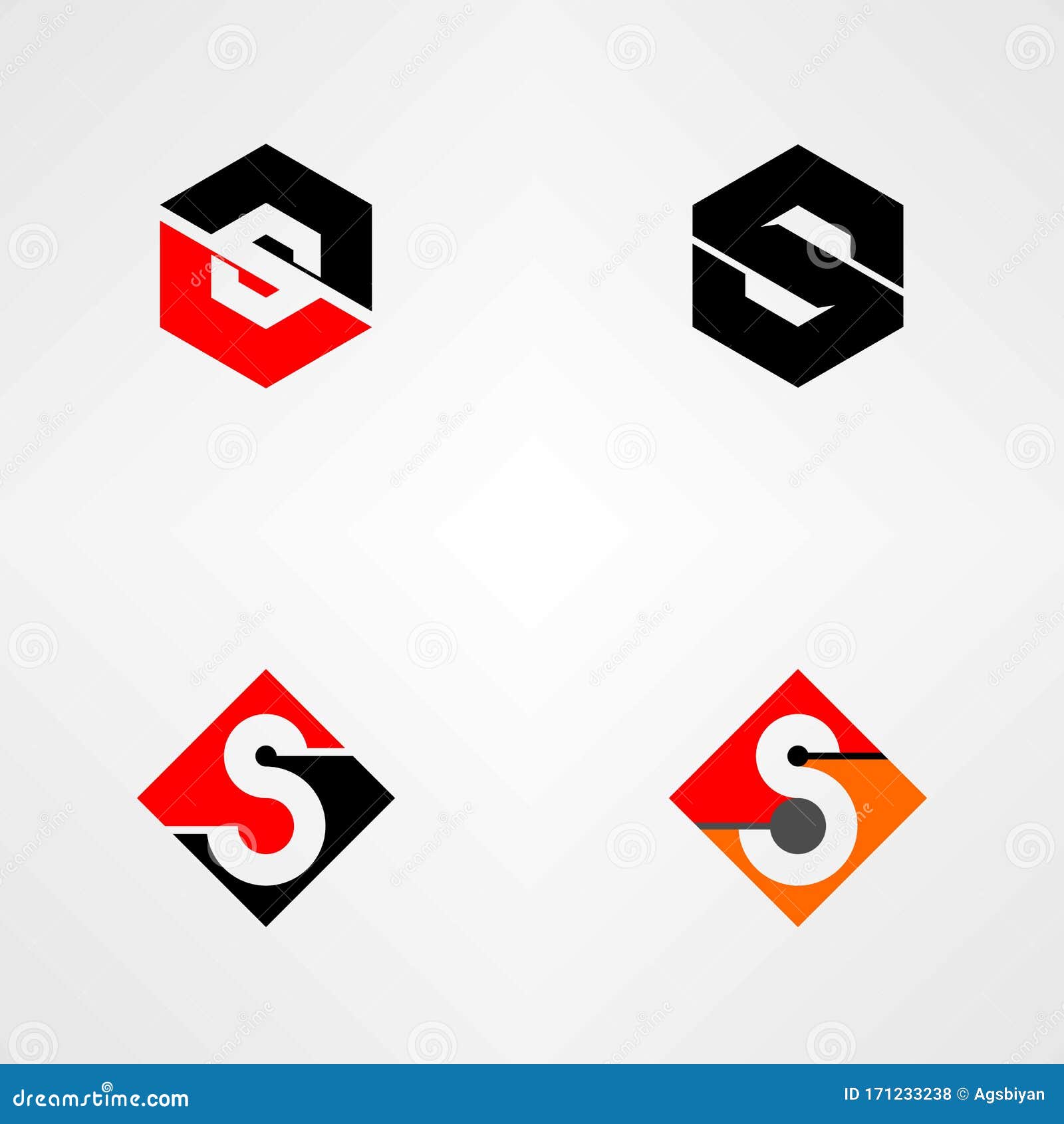 Four Types of Design Letter S in Black and Red Stock Vector ...