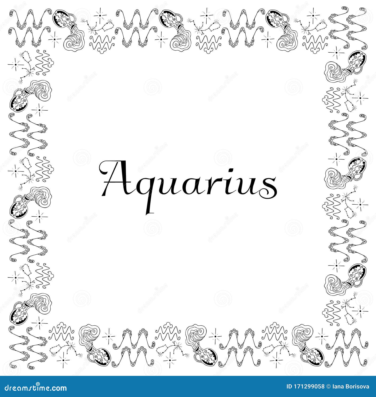 Zodiac Frame Series: Aquarius Vector Illustration | CartoonDealer.com ...