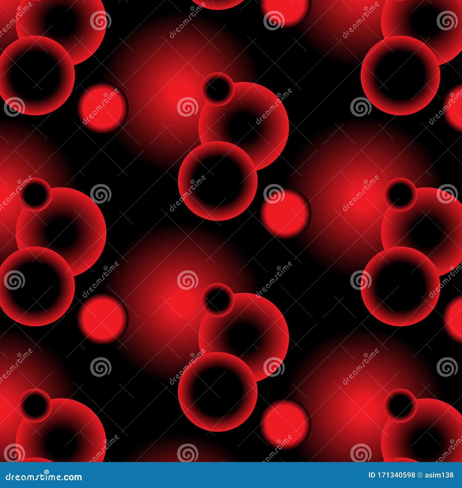 Vector Abstract Black and Red Circle Psychedelic Pattern. Stock Vector ...