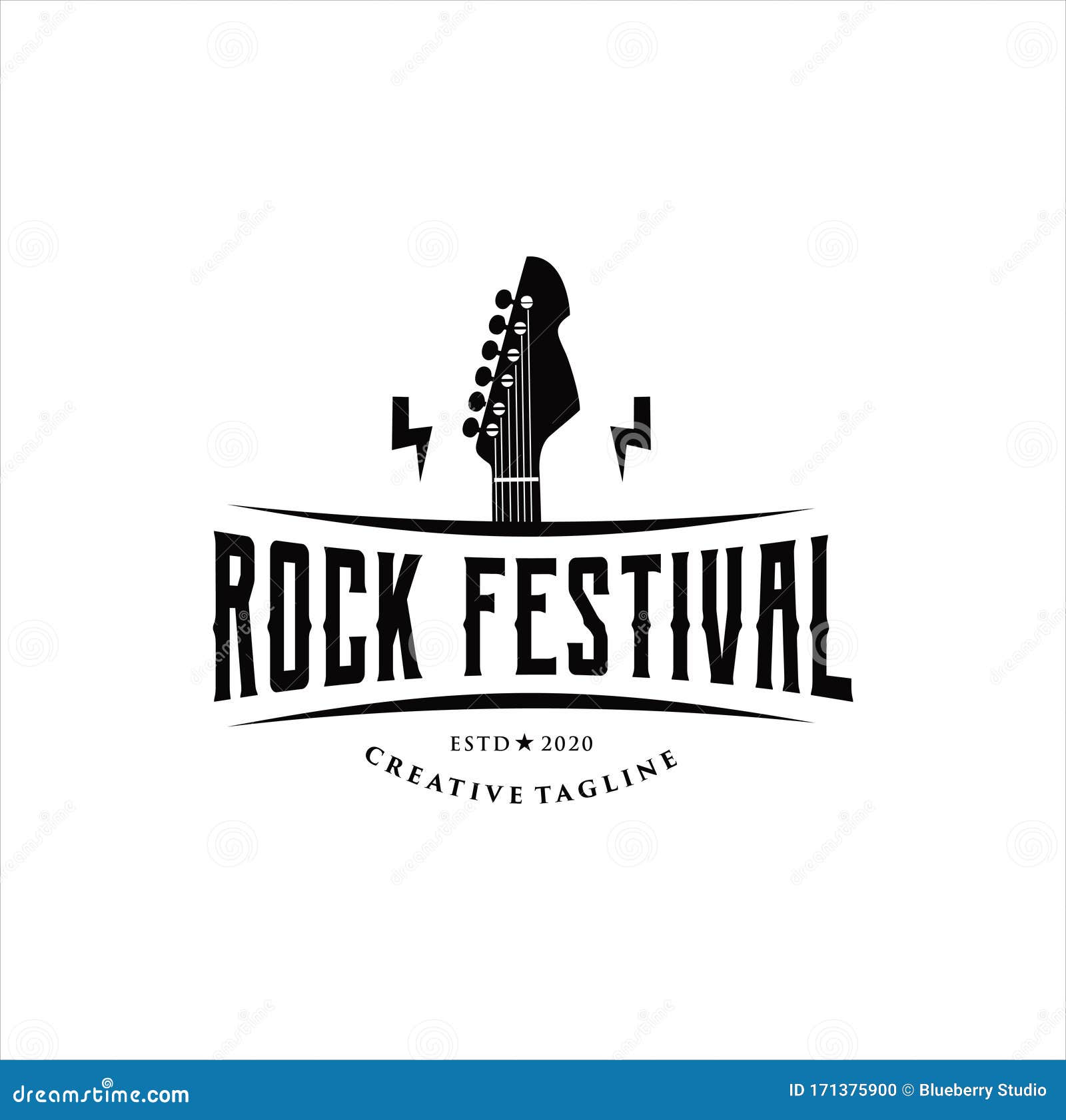 Guitar Logo Design Vector Stock Illustration .Rock Music Festival Logo ...