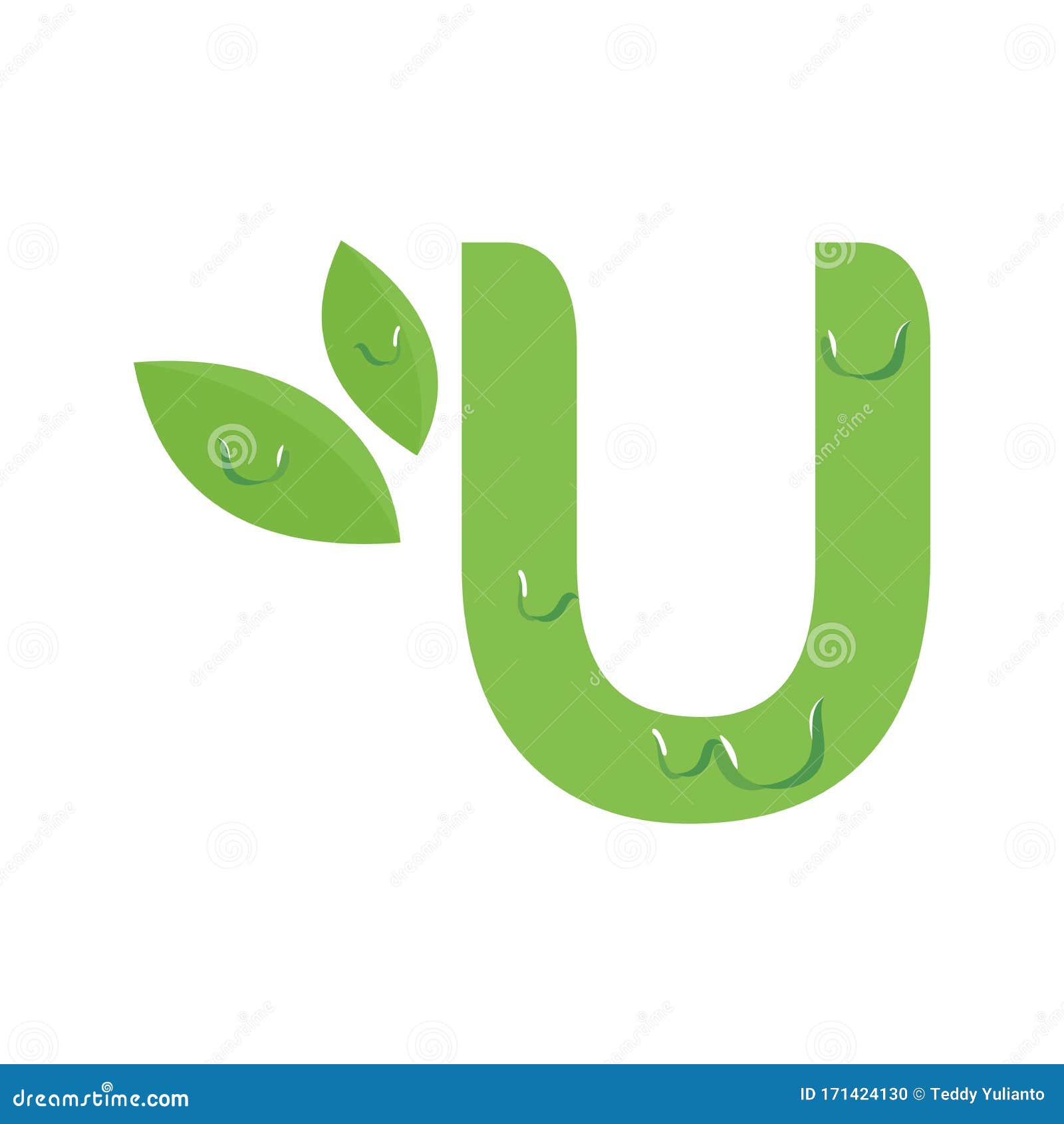 Initial U leaf fresh logo stock vector. Illustration of abstract ...