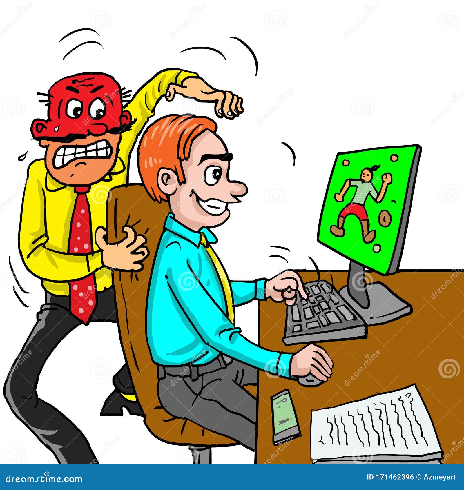 Boss Angry with His Staff Playing Online Games during Working Hours ...