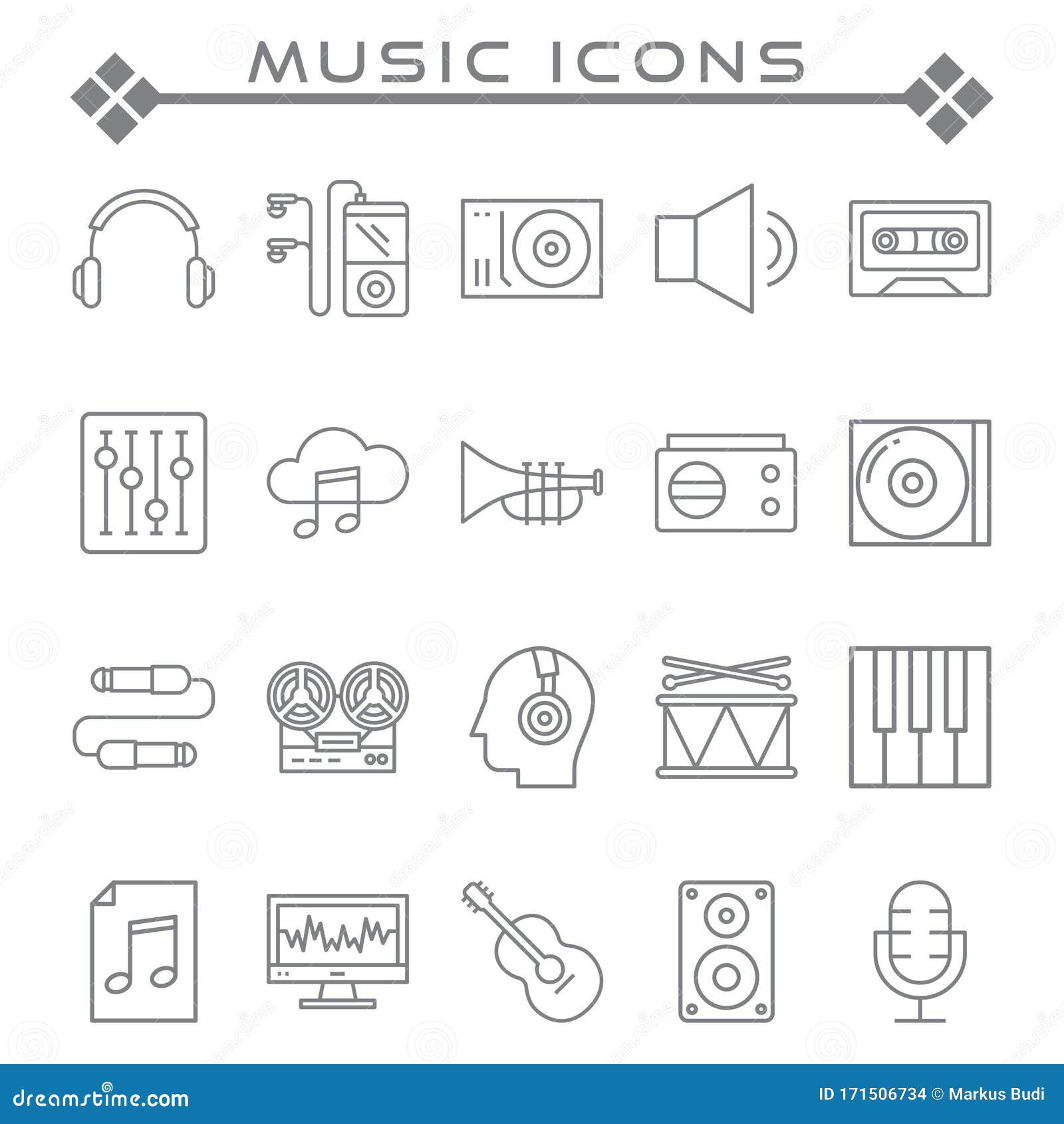 Set of Music Related Vector Line Icons. Stock Vector - Illustration of ...