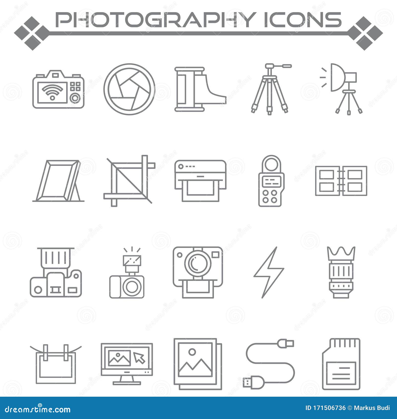 Set of Photography Related Vector Line Icons. Stock Vector ...