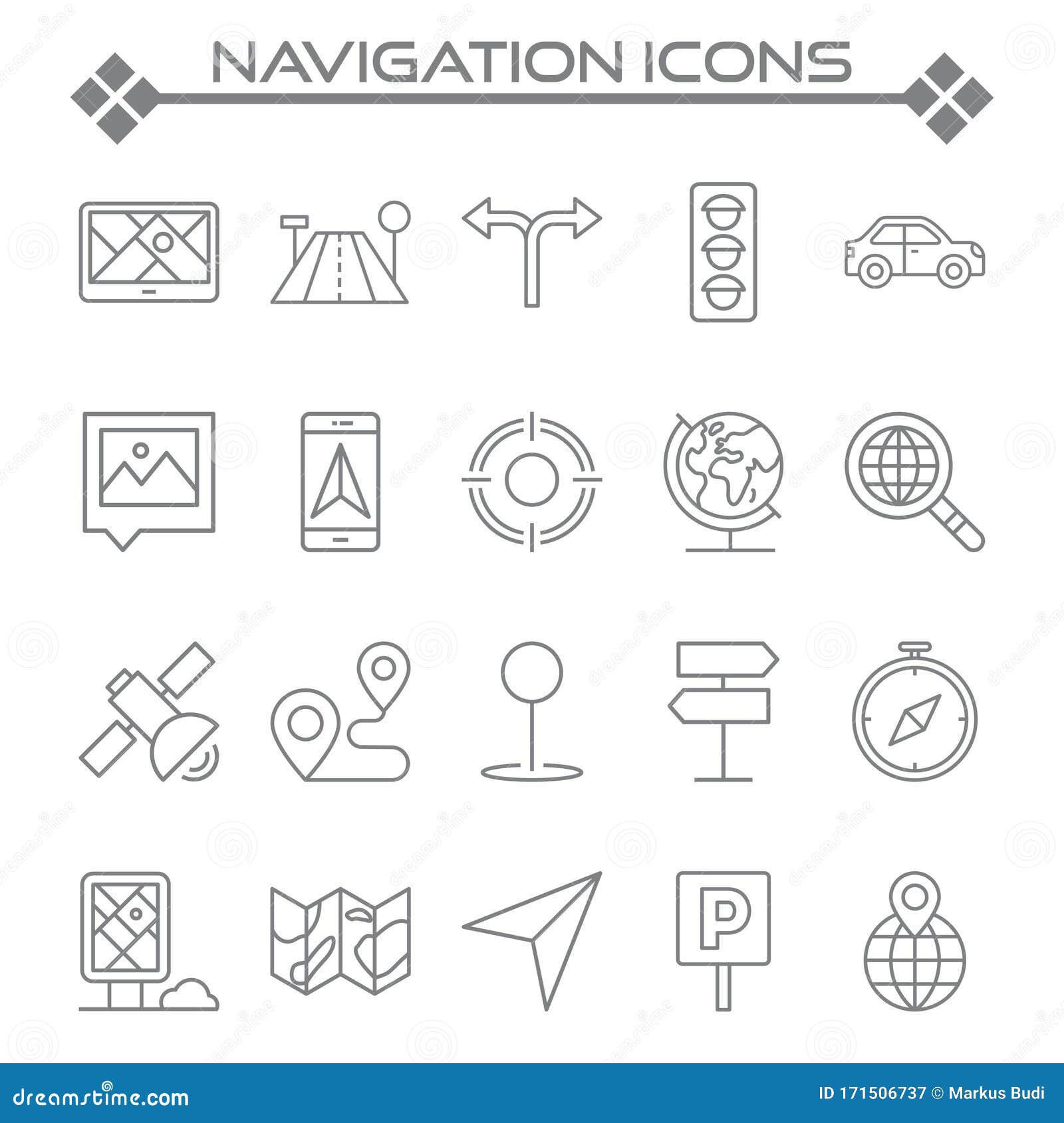 Set of Navigation Related Vector Line Icons. Stock Vector ...