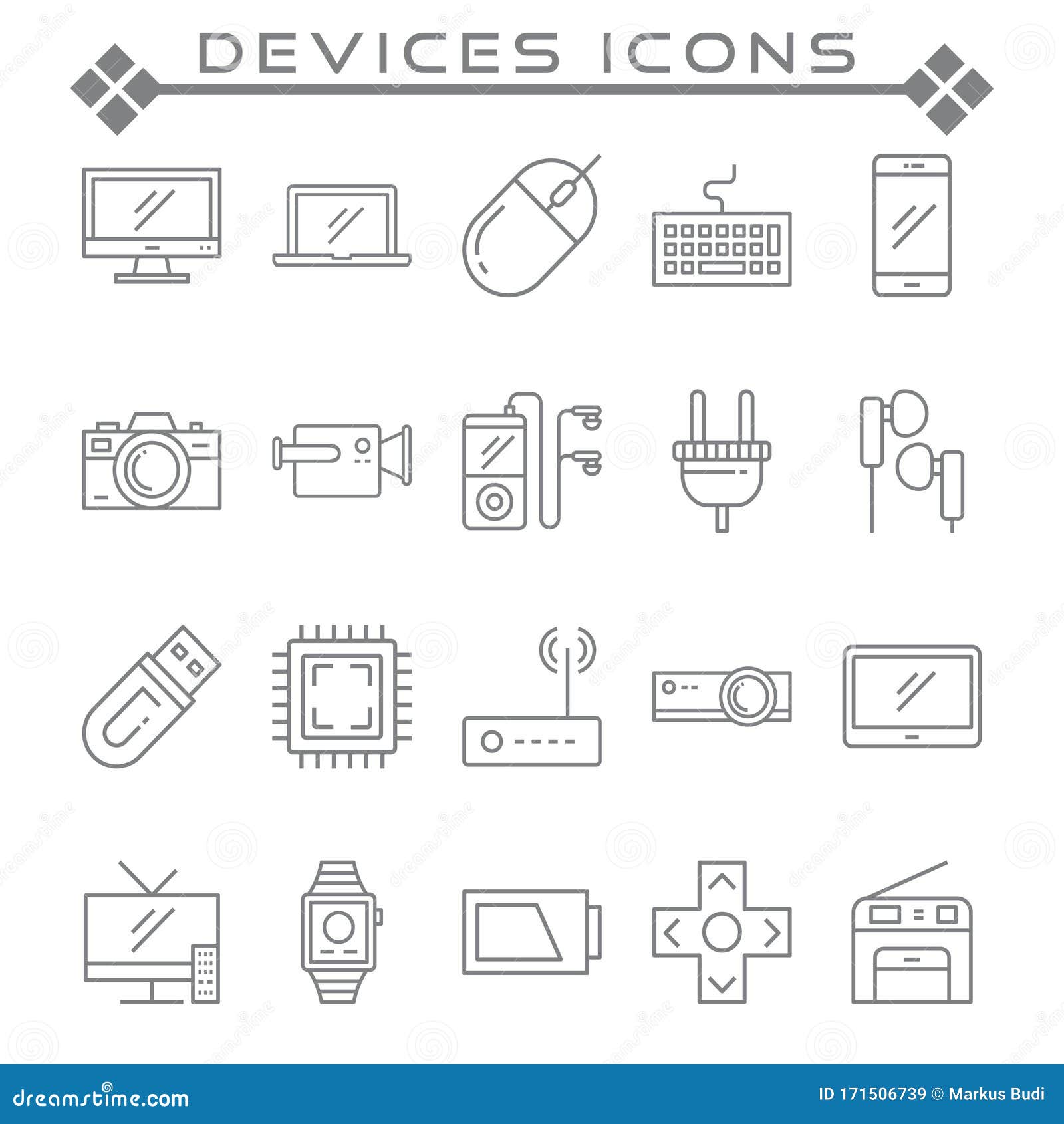 Set of Devices Related Vector Line Icons. Stock Vector - Illustration ...