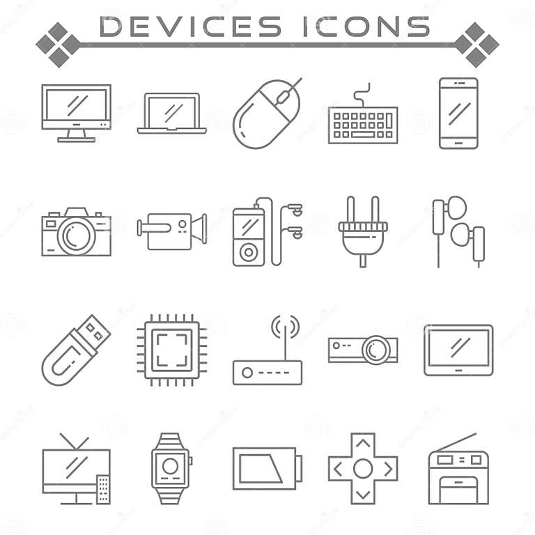Set of Devices Related Vector Line Icons. Stock Vector - Illustration ...