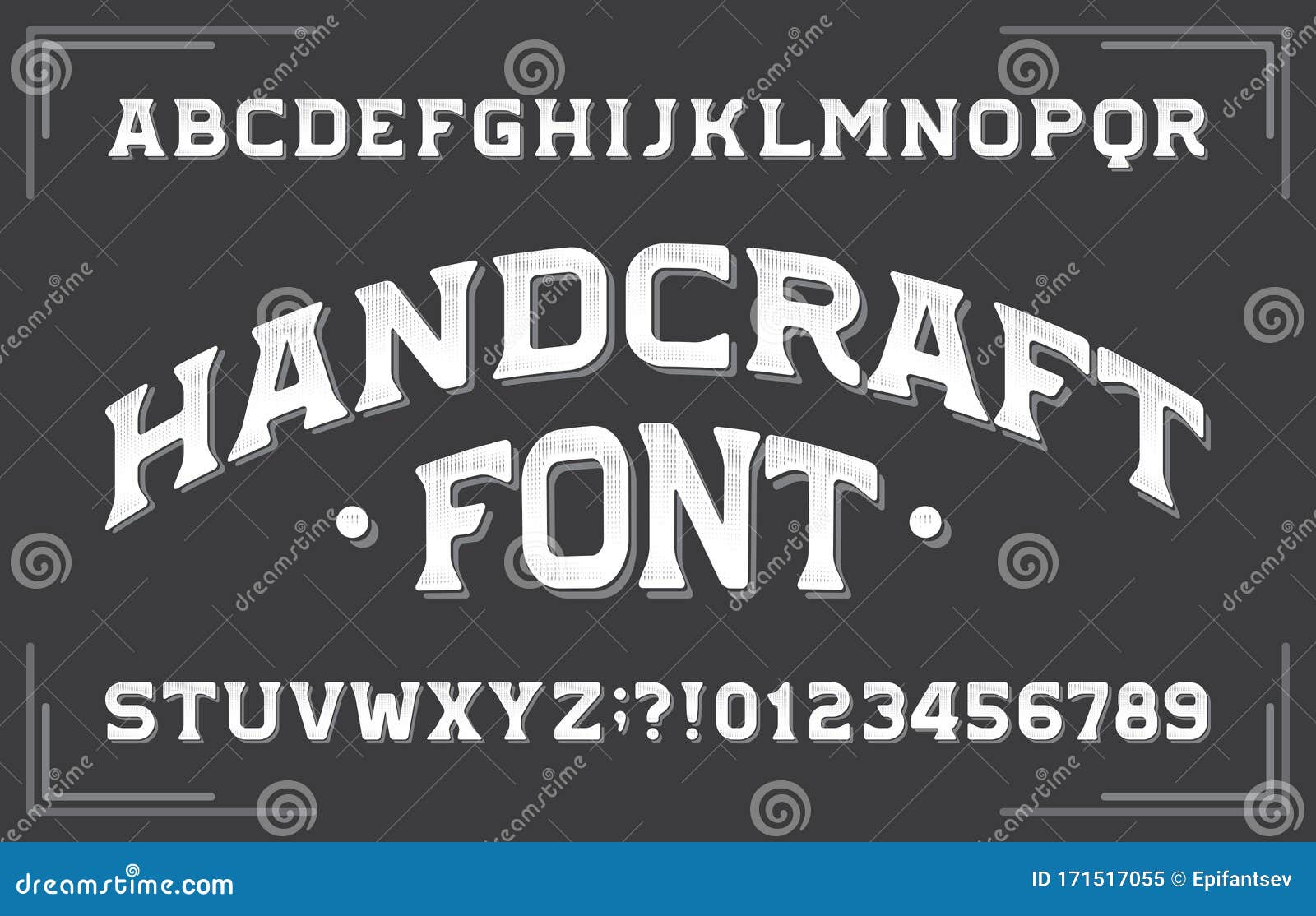 Handcraft Alphabet Font. Vintage Letters and Numbers Stock Vector ...