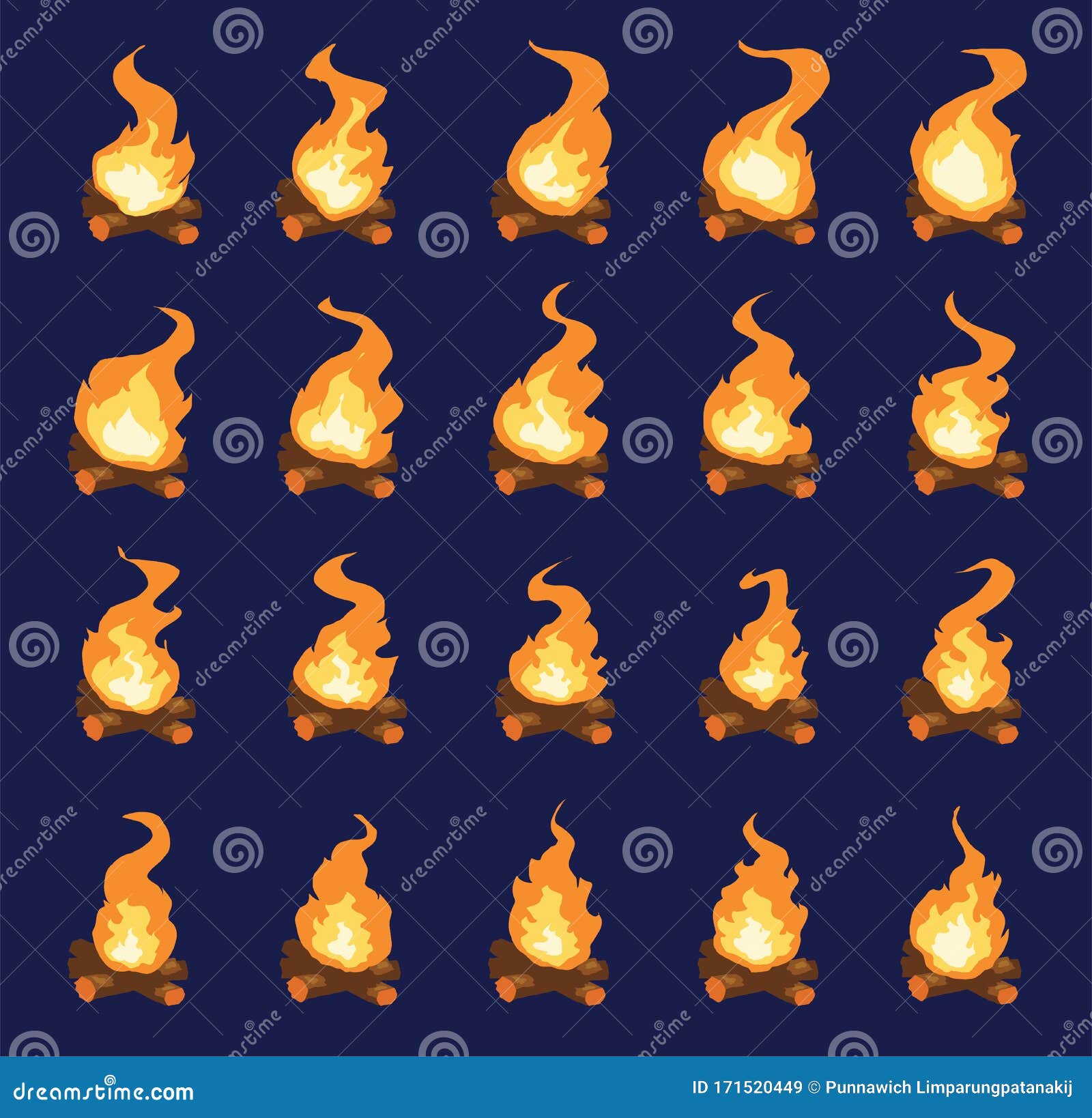 Camp Fire Animation Moving Frame Vector Cartoon Illustration Stock ...