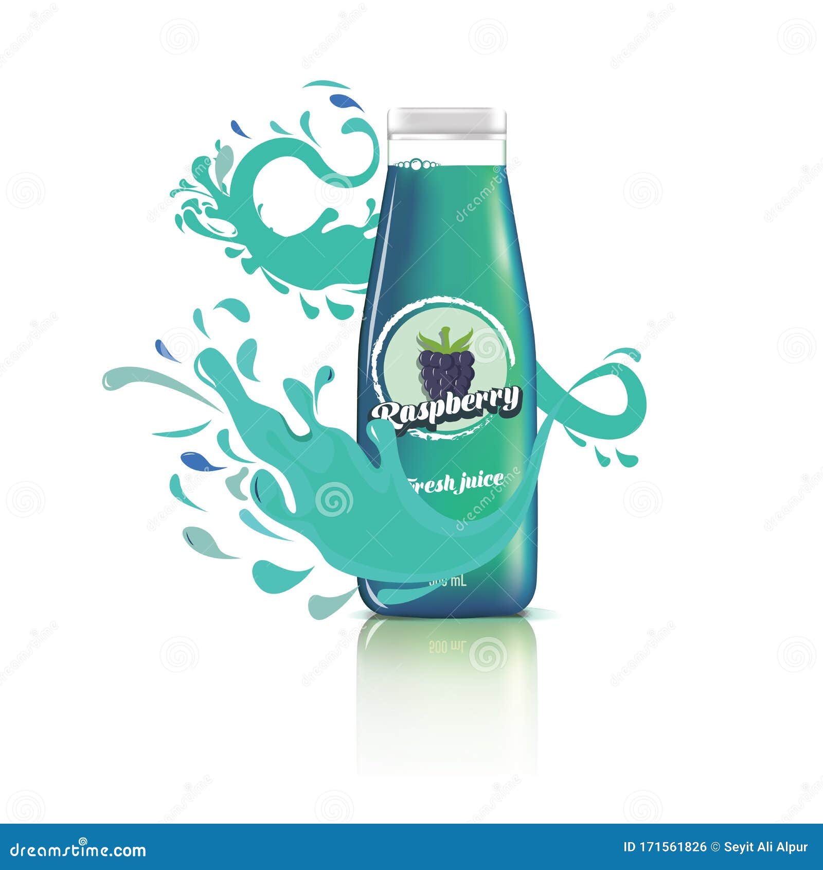 Fresh raspberry juice stock vector. Illustration of blackberry - 171561826