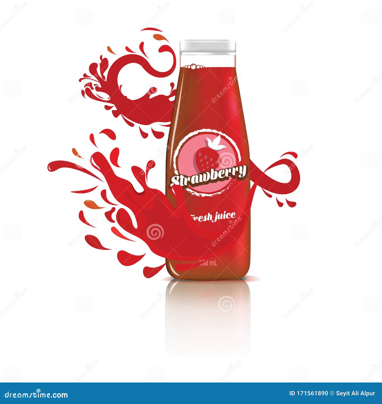 Fresh strawberry juice stock vector. Illustration of juice - 171561890