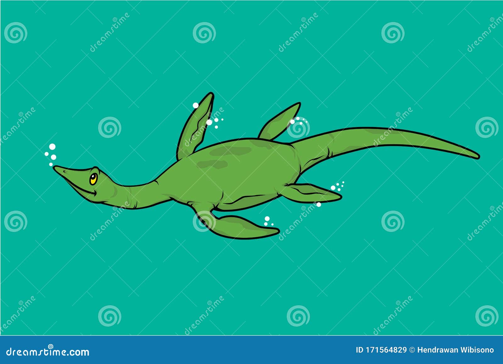 Elasmosaurus Dinosaur Illustration Stock Vector - Illustration of smile ...