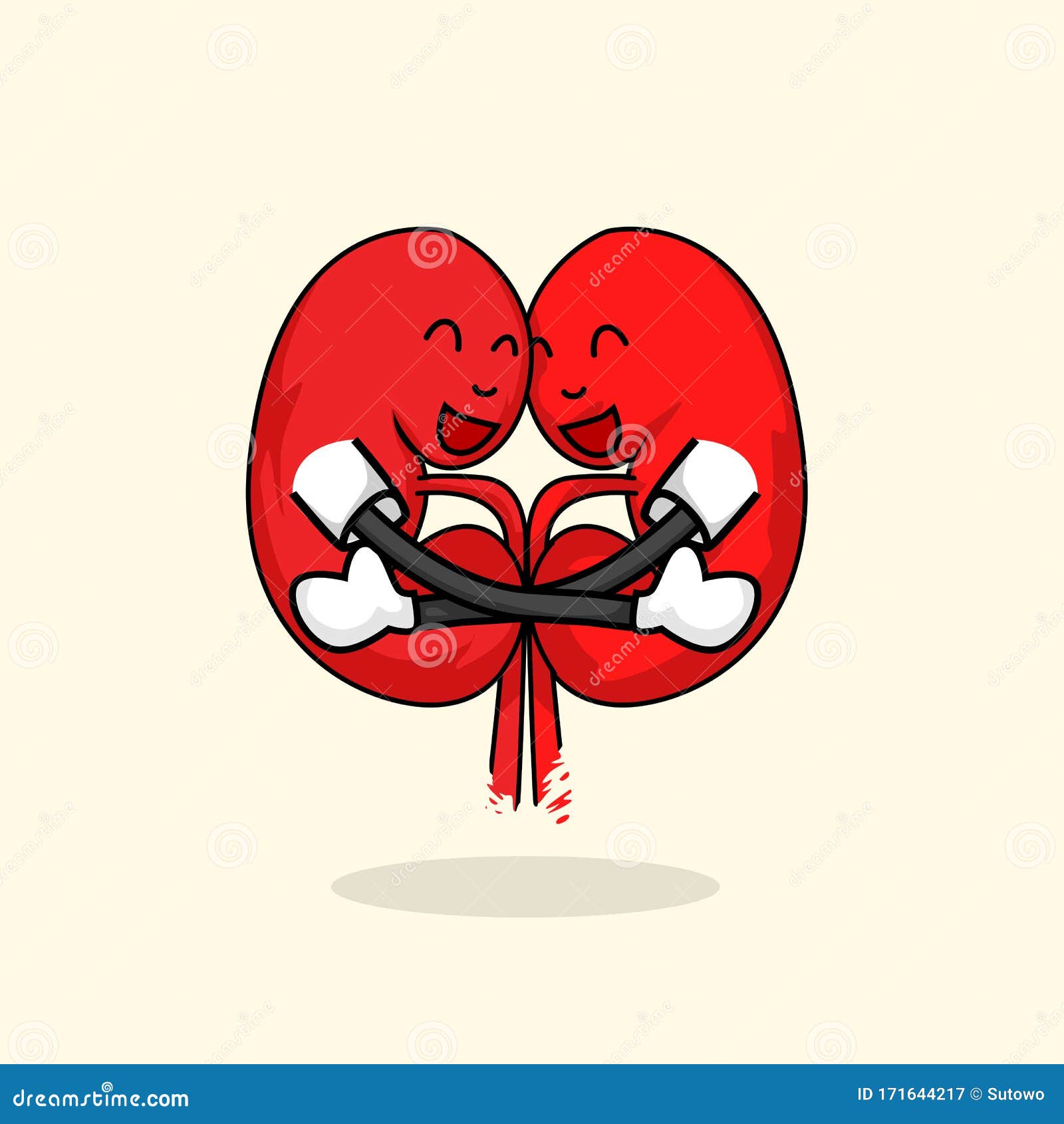 Happy Kidneys with Smile Face Cartoon Character Hug Each Other ...