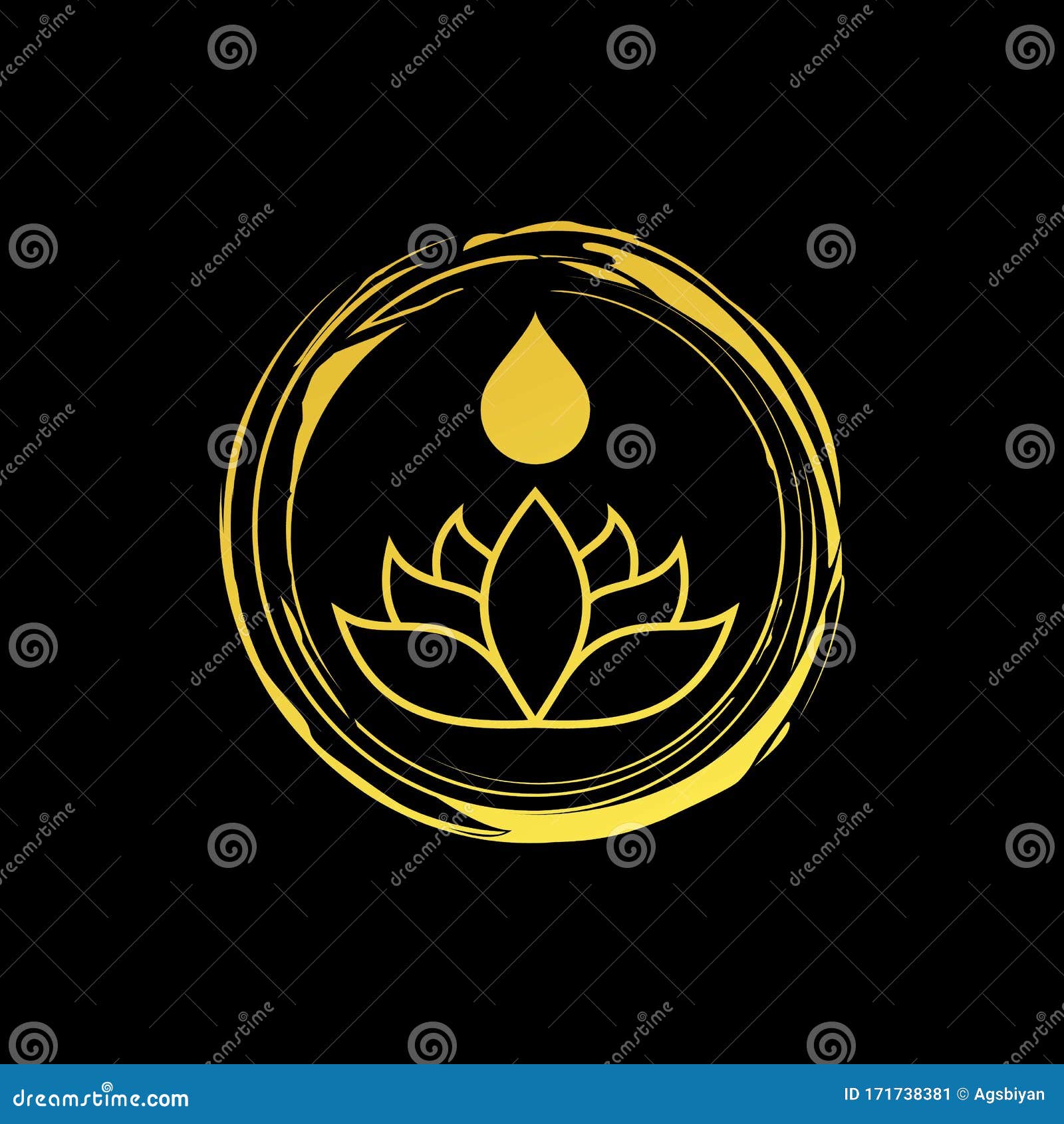 Lotus Shape Design with a Circle Ornament Stock Vector - Illustration ...