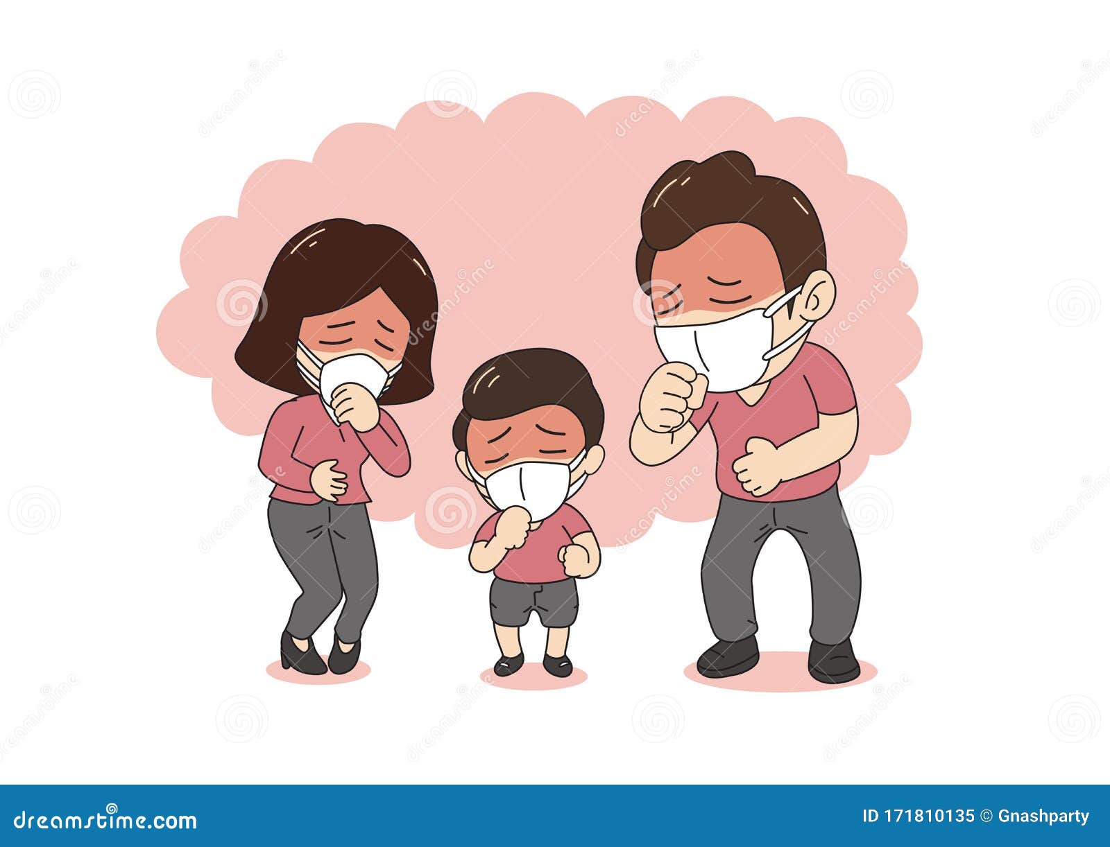 Sick Family Of Father Mother Son And Daughter Stock Image ...