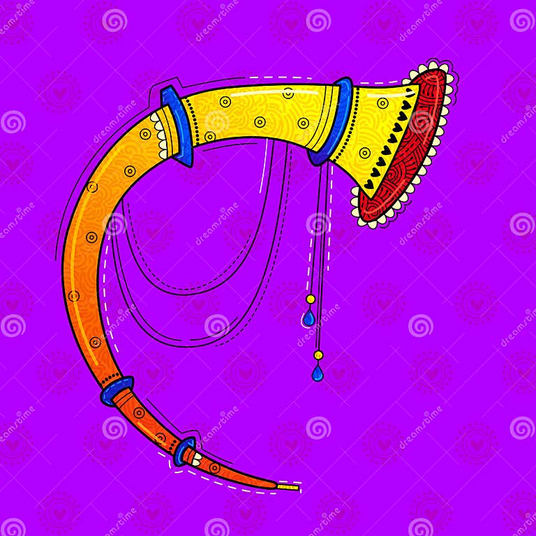 Illustration of Desi Indian Art Style Tutari Indian Musical Instrument ...