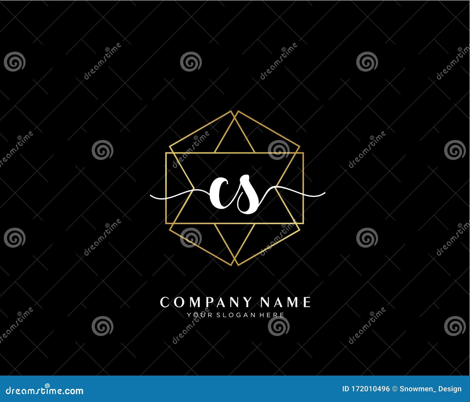 Initial Handwriting Logo Geometric Template Vector Stock Vector ...