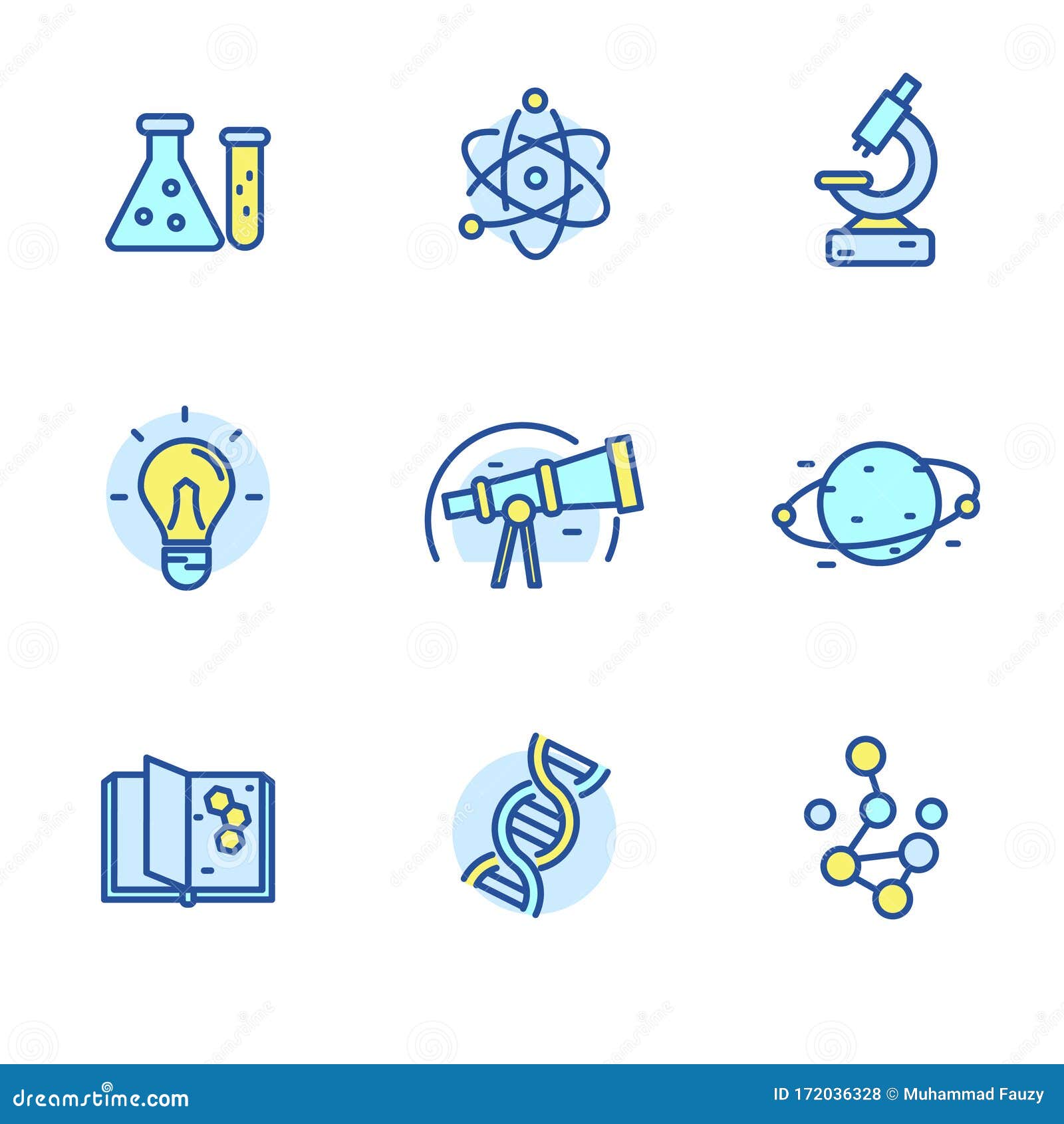 Set of Science Related Icons in Linear Color Style Stock Vector ...