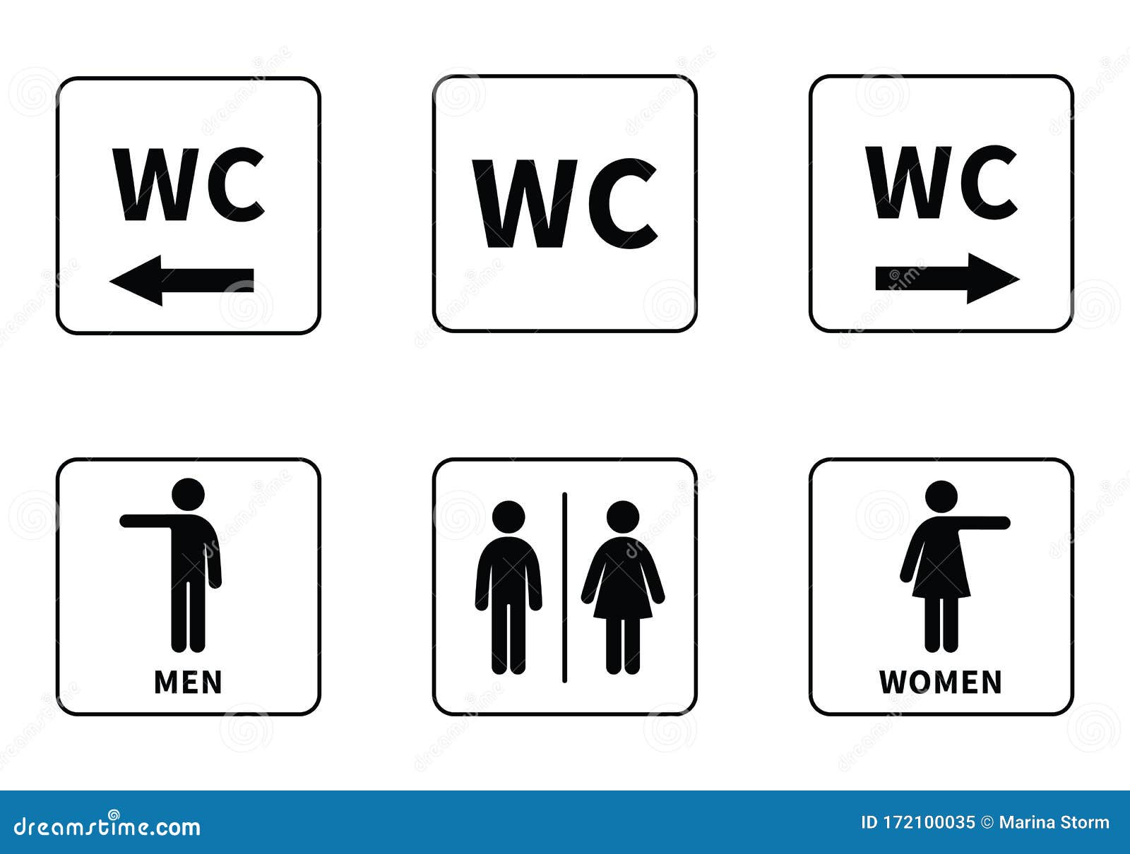 Set of WC Sign Icon Vector Illustration on the White Background. Vector ...