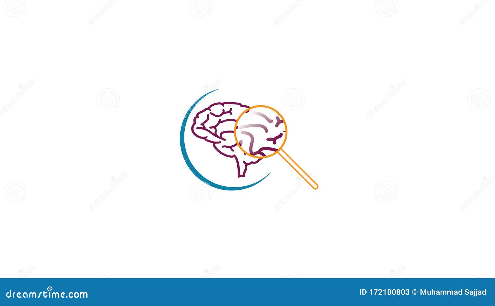 Human Brain with Magnifying Glass - Human Psychology Logo Stock Vector ...