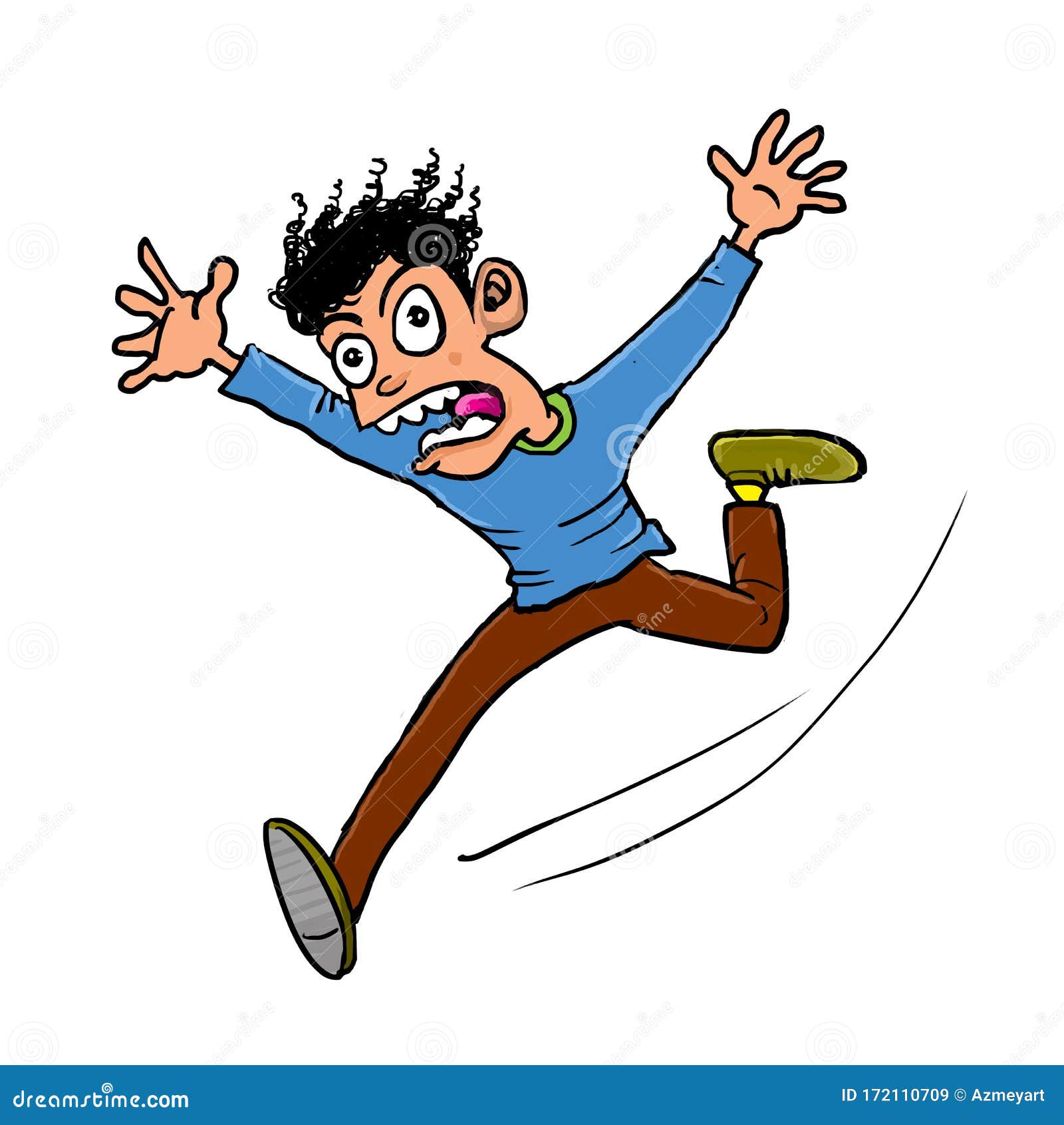 Boy Running with Fear Expression Stock Vector - Illustration of fear ...