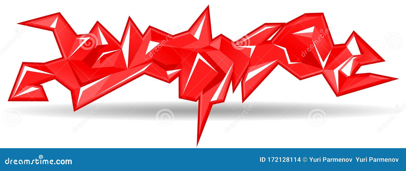 Vector Graffiti Print. Urban Stylish Art Illustration. Red Colors, 3d ...