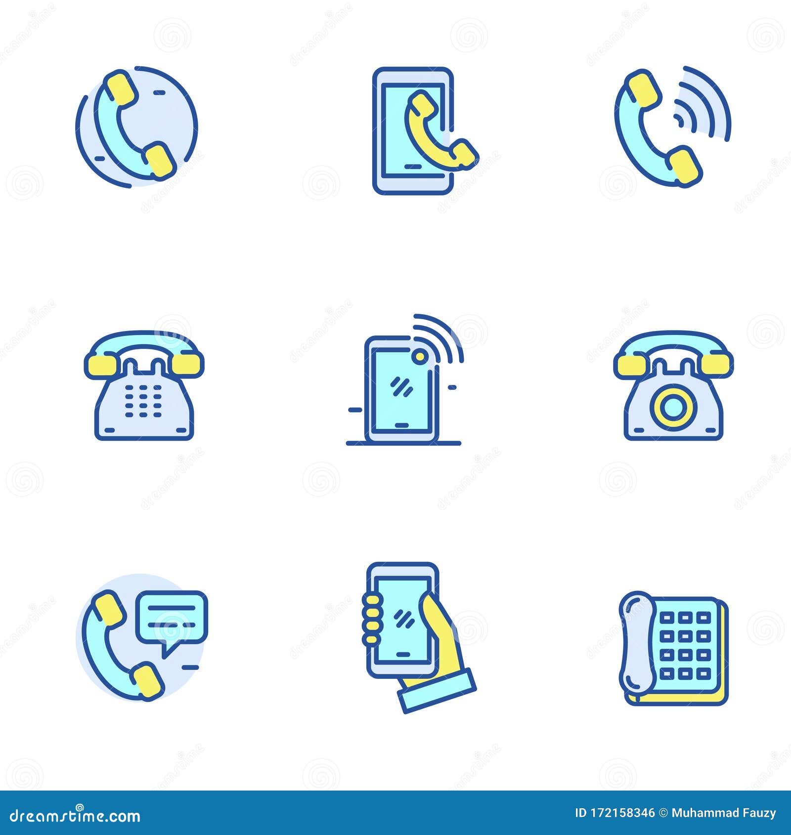 Set of Phone Icons in Linear Color Style Stock Vector - Illustration of ...