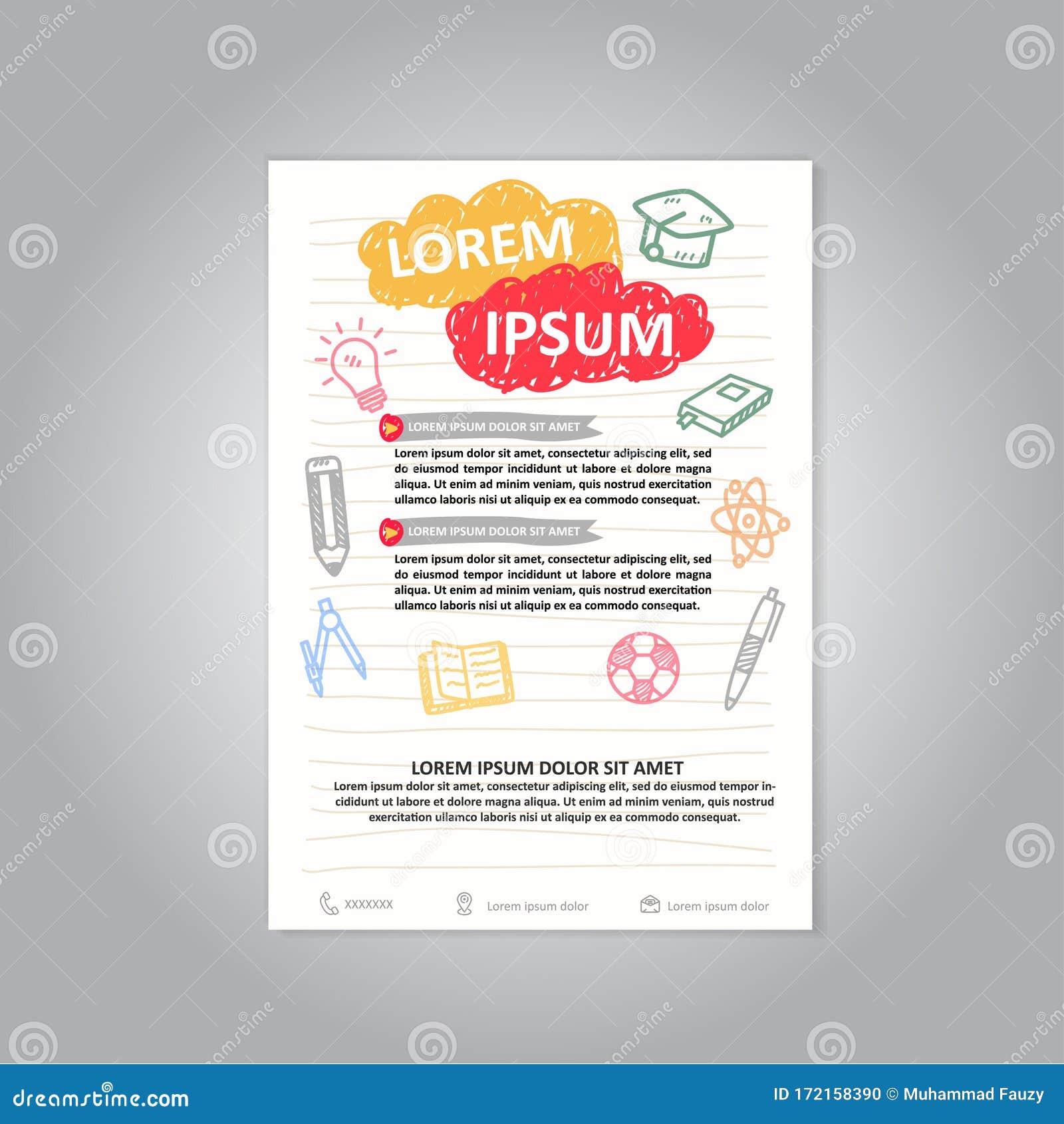 Brochure/poster Template with Funny and Cute Design for Education Theme ...