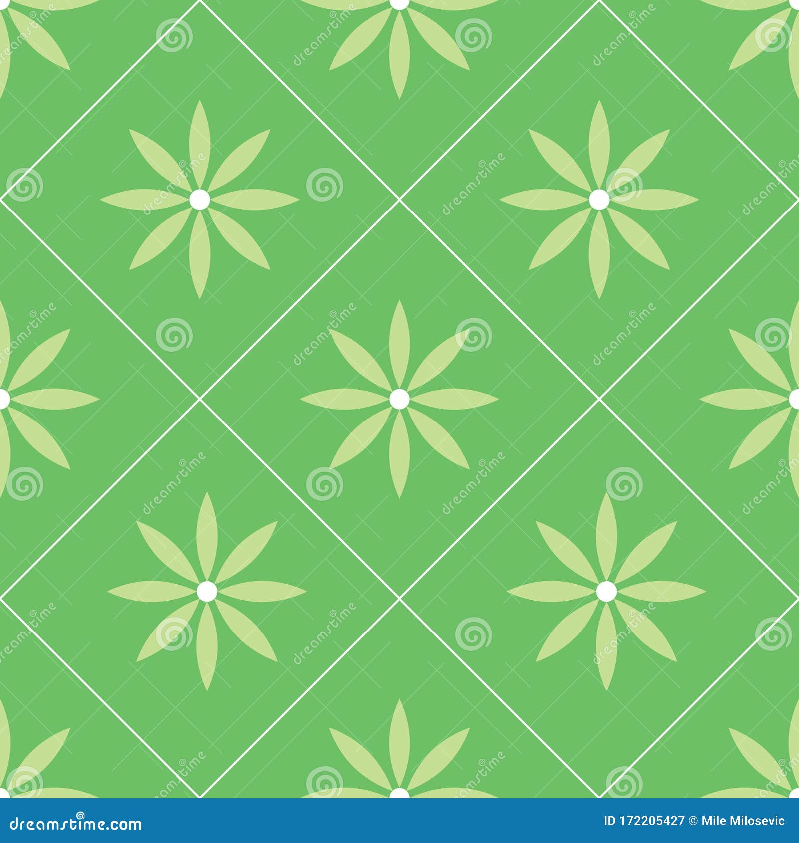 Geometric Pattern with Flowers in Square. Abstract Seamless Flowers ...