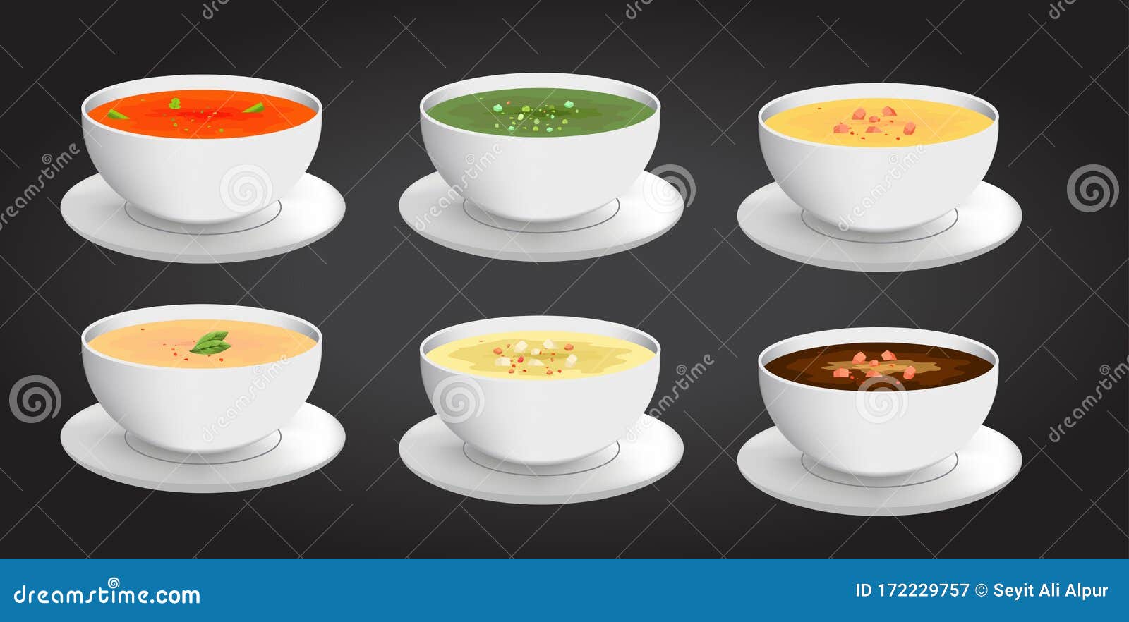 Vector soup set stock illustration. Illustration of healthy - 172229757