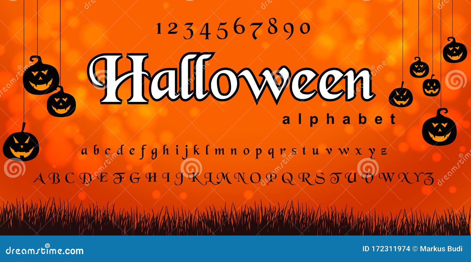 Halloween Alphabet Letters Serif Fonts Set. Vector Illustration Stock ...