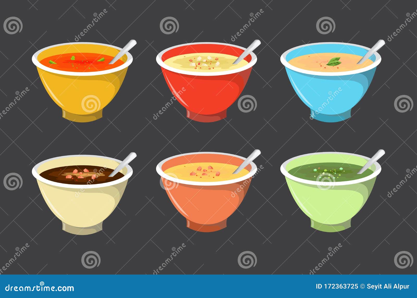 Vector soup set stock vector. Illustration of cream - 172363725