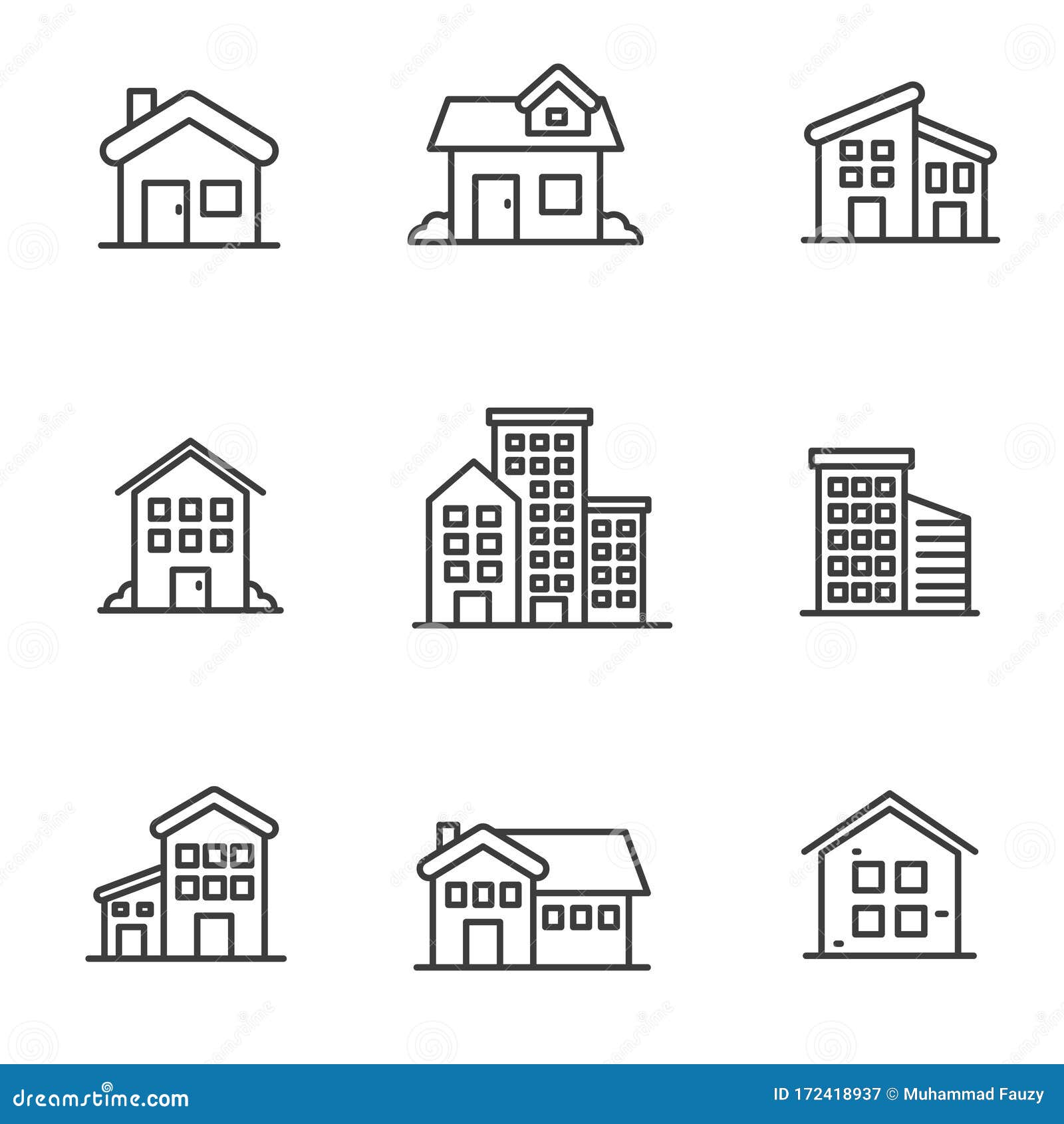House Icons - Series Of Line Symbols Illustration | CartoonDealer.com ...