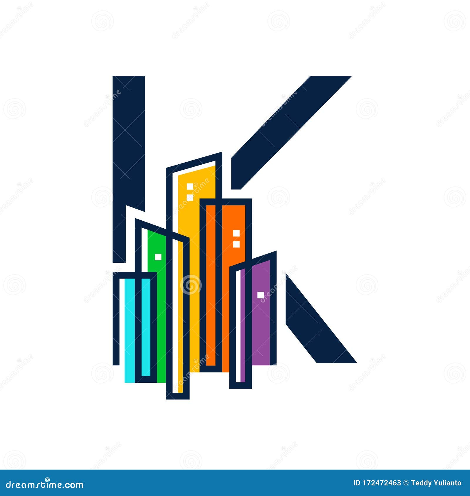 Colorful Initial Logo K Building Stock Vector - Illustration of hotel ...
