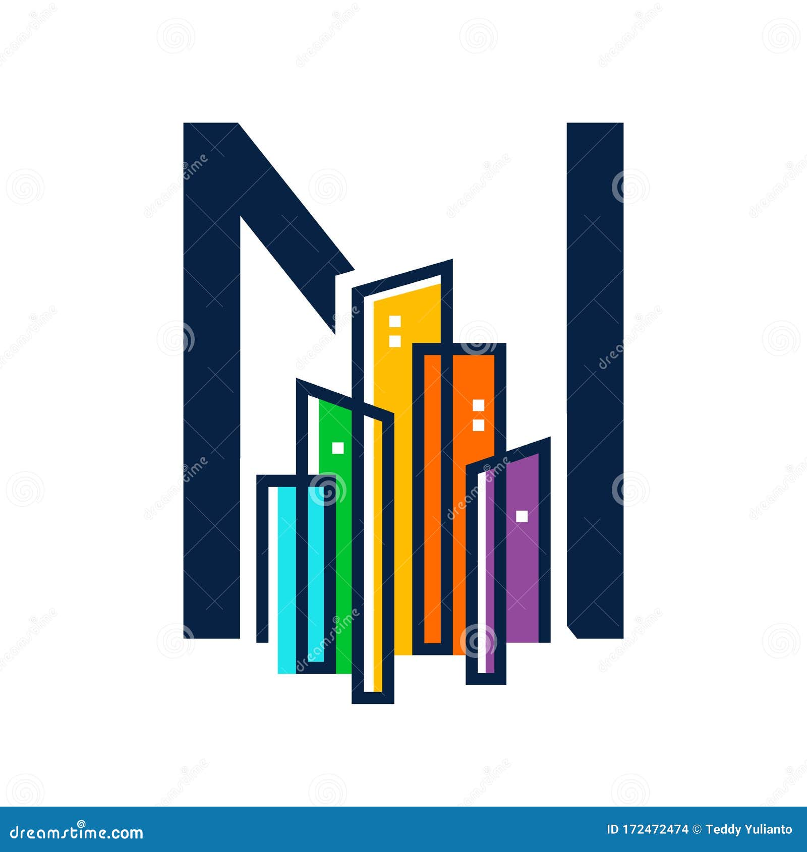 Colorful Initial Logo N Building Stock Vector - Illustration of ...
