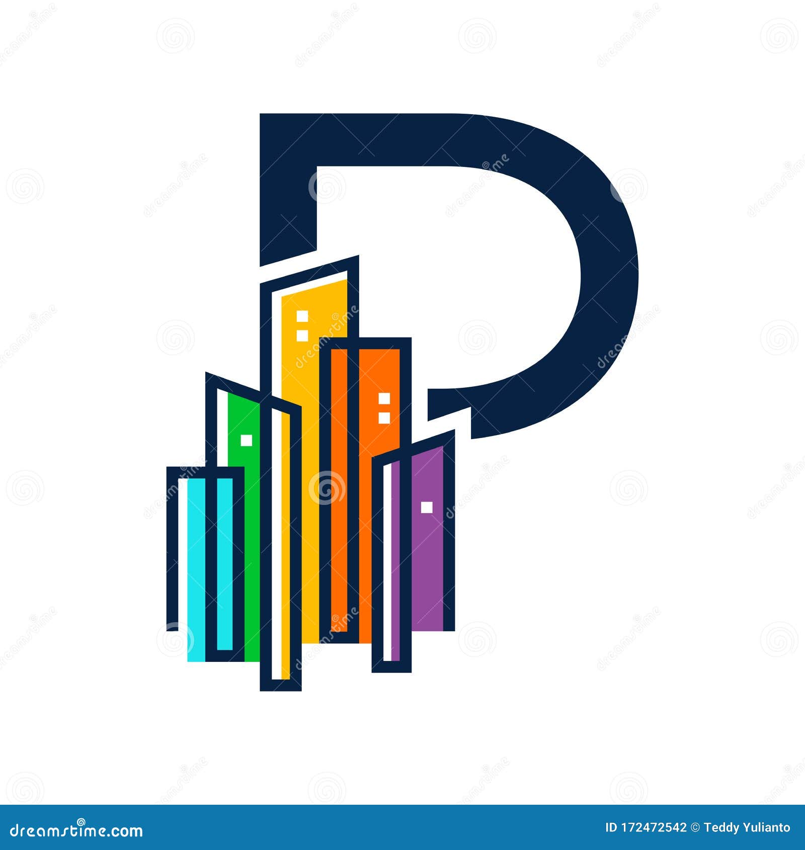 Colorful Initial Logo P Building Stock Vector - Illustration of design ...