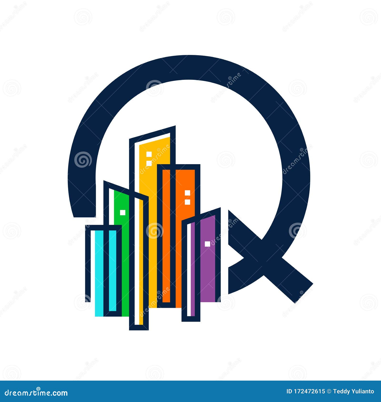 Colorful Initial Logo Q Building Stock Vector - Illustration of ...