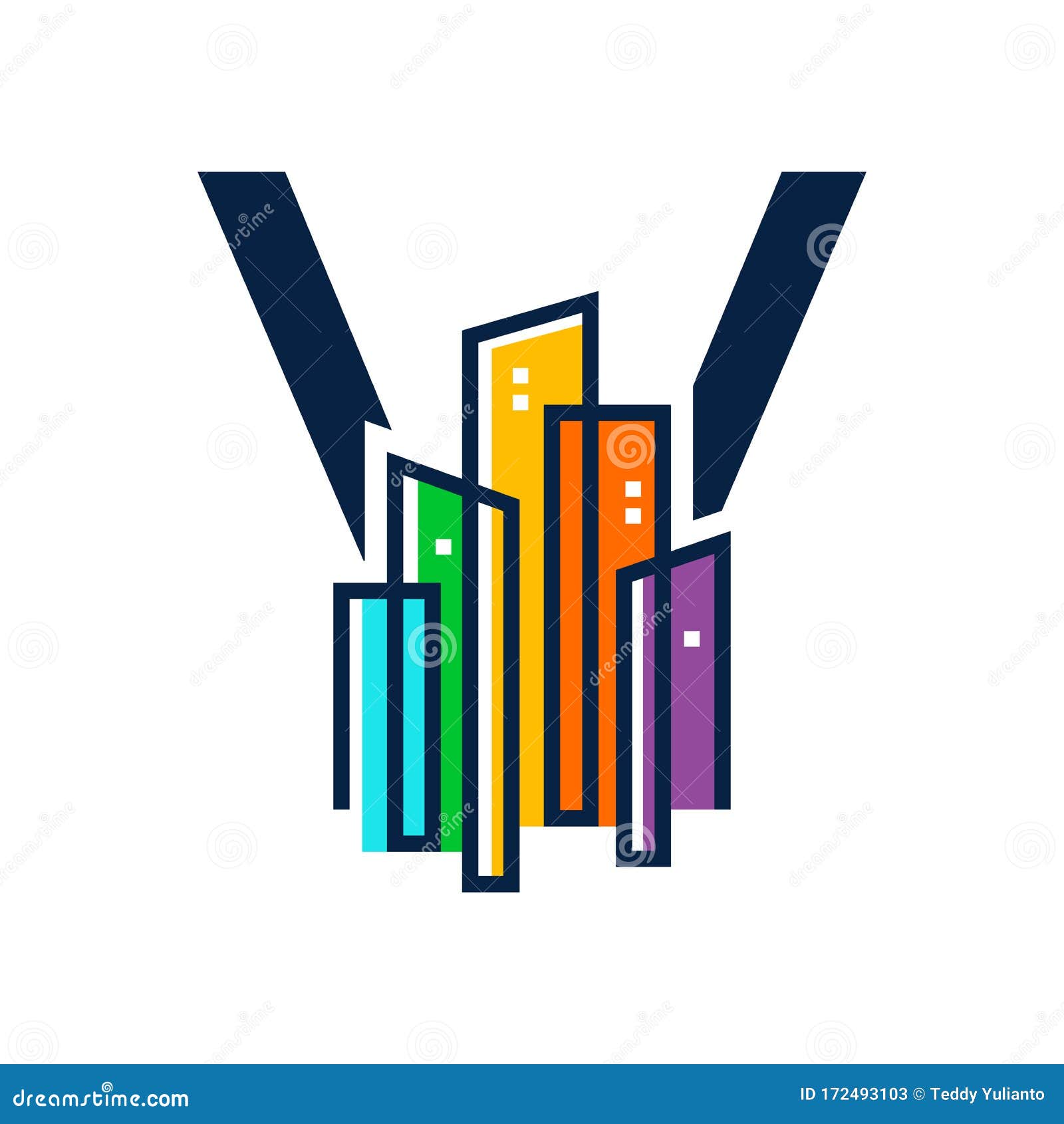 Colorful Initial Logo V Building Stock Vector - Illustration of elegant ...