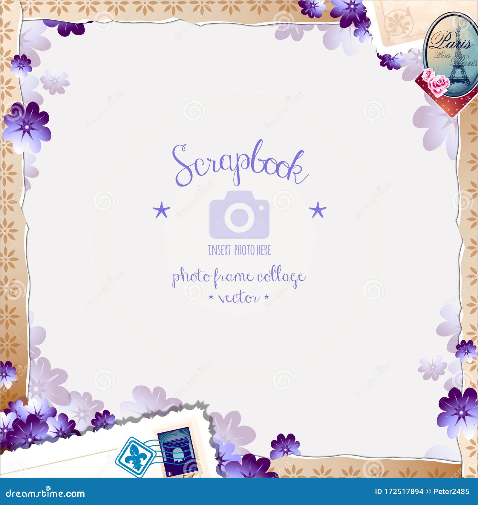 Travel Scrapbook Photo Frame Design Stock Vector - Illustration of ...