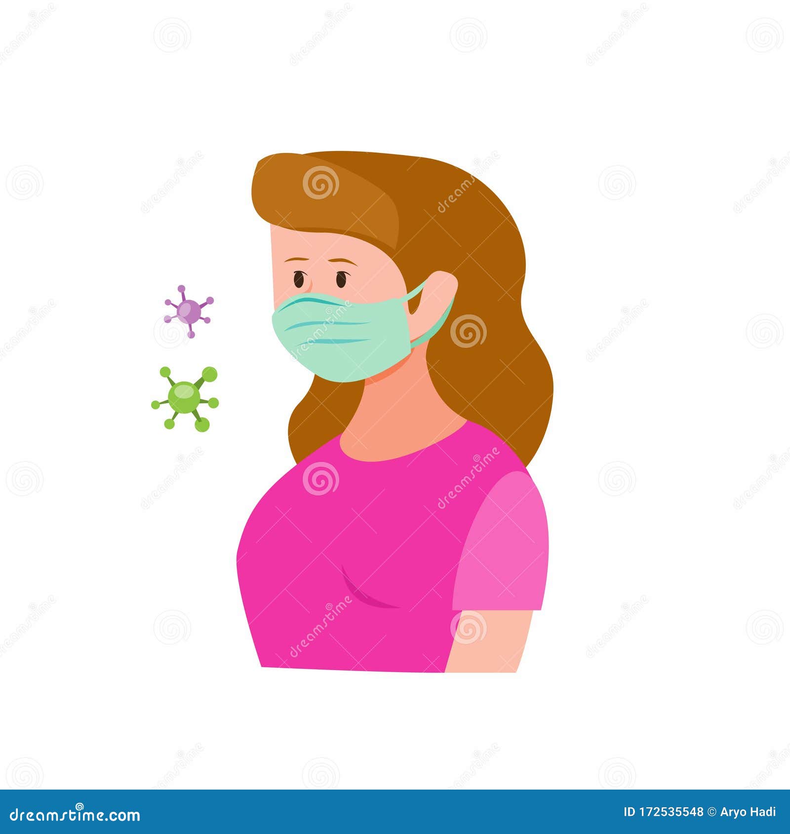 Girl Wearing Mask To Protect from Pollution and Virus. Human in Medical ...