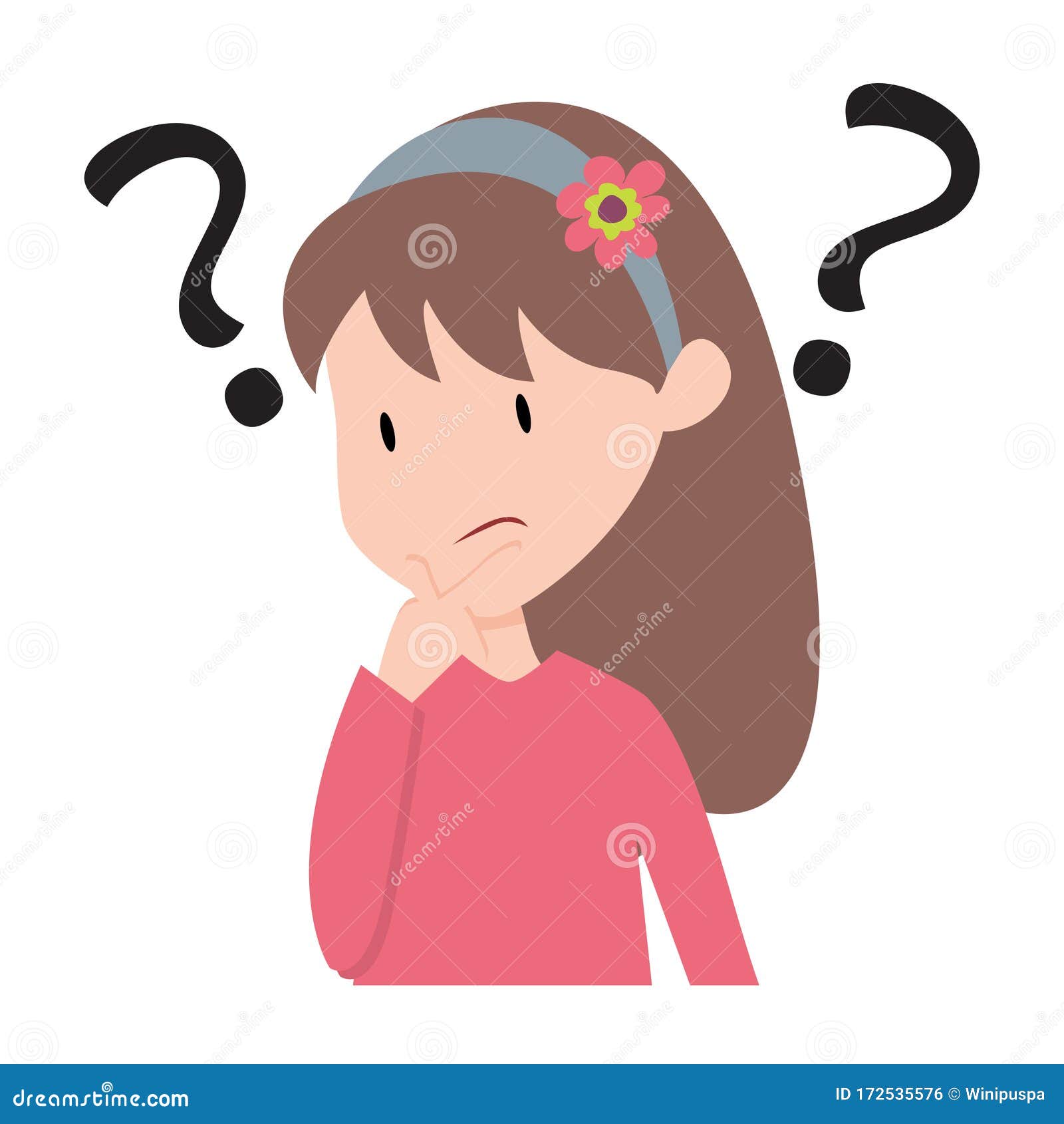 Young Woman Character Solution and Thinking Illustration Stock Vector ...