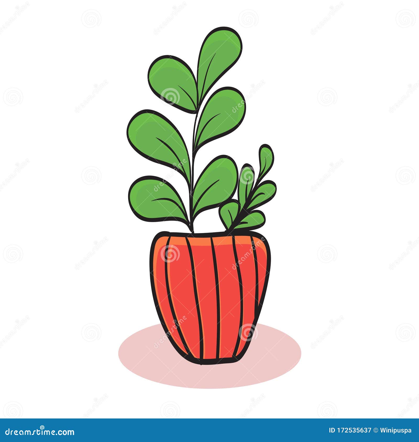 Cute Plant Vector, Small Plant in Pot Succulents or Cactus. Stock ...