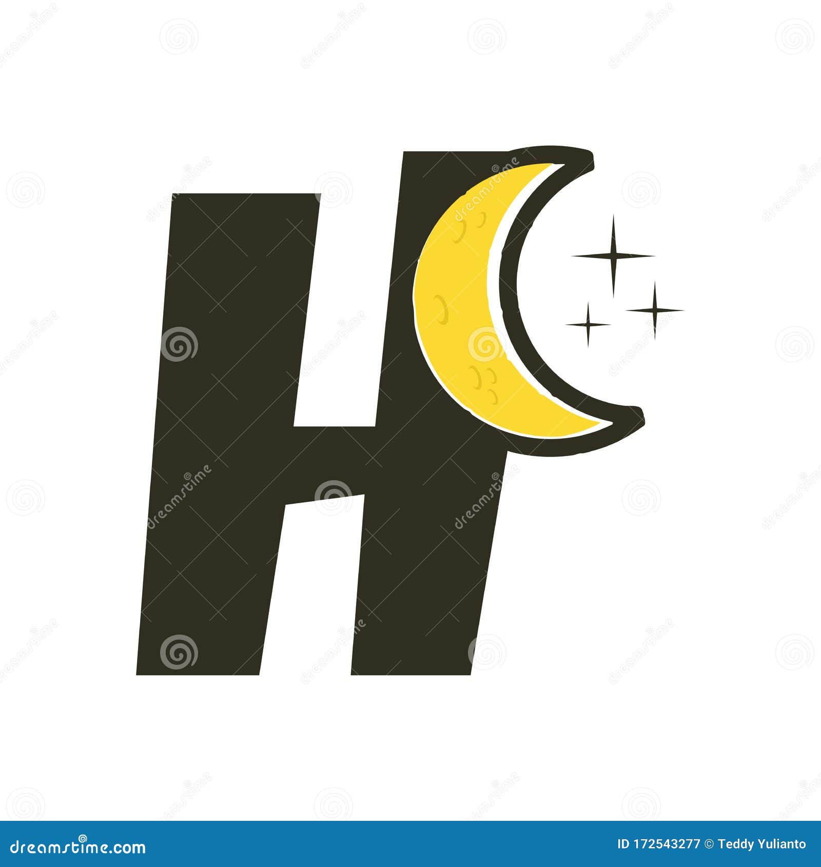 Simple logo initial H moon stock vector. Illustration of glyph - 172543277