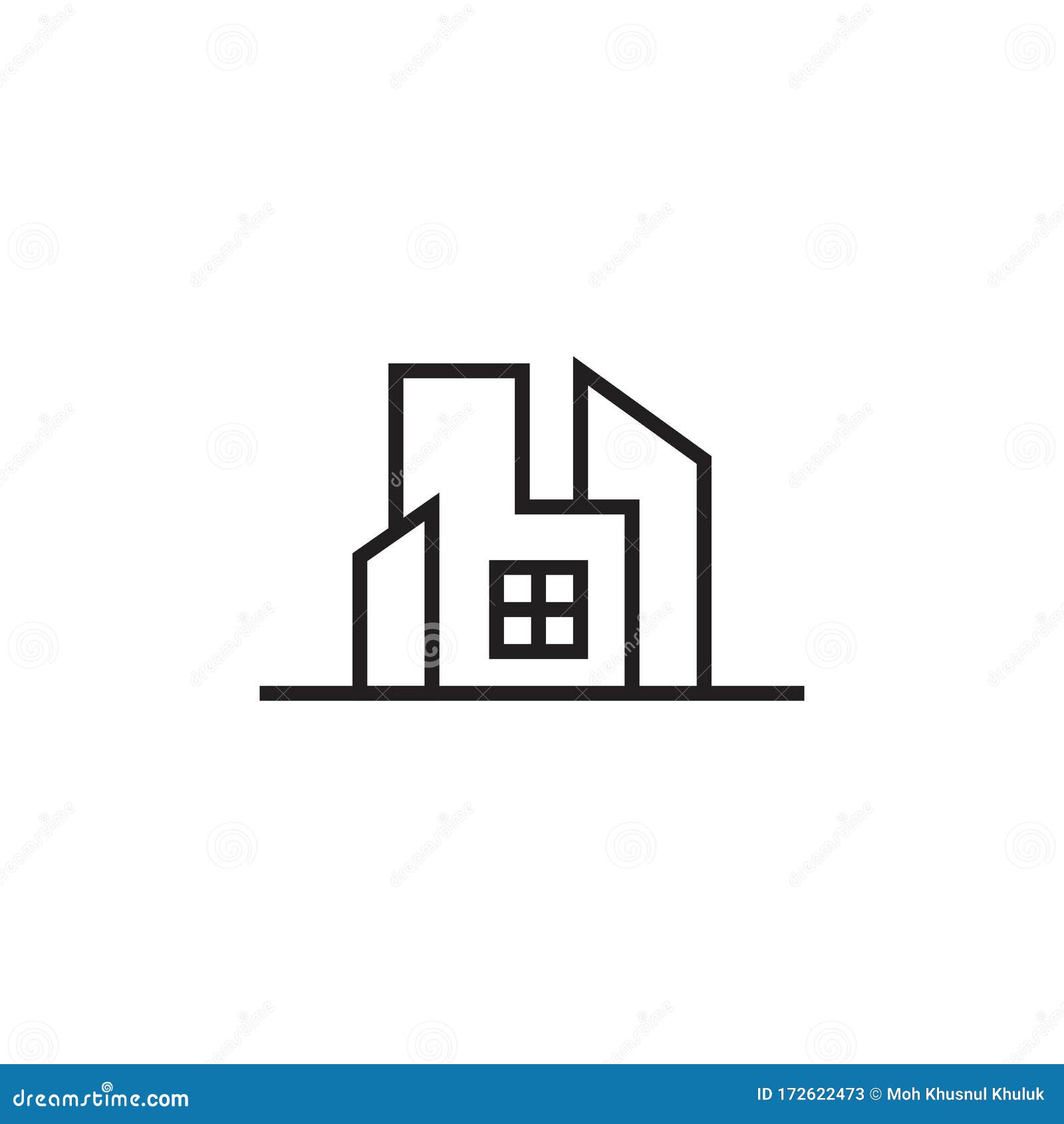 Apartment Logo Vetor Outline Stroke Stock Vector - Illustration of logo ...