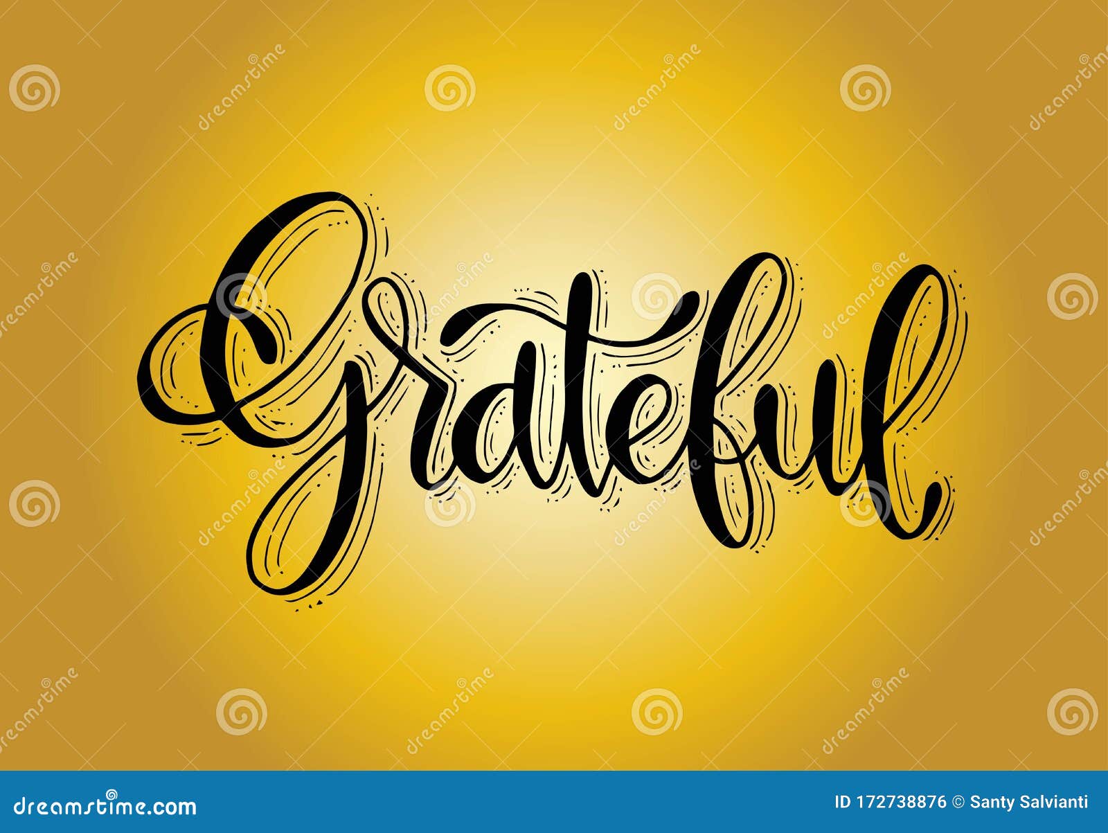 Grateful - Hand Lettering, Hand Drawn Card, Vector Illustration Stock ...